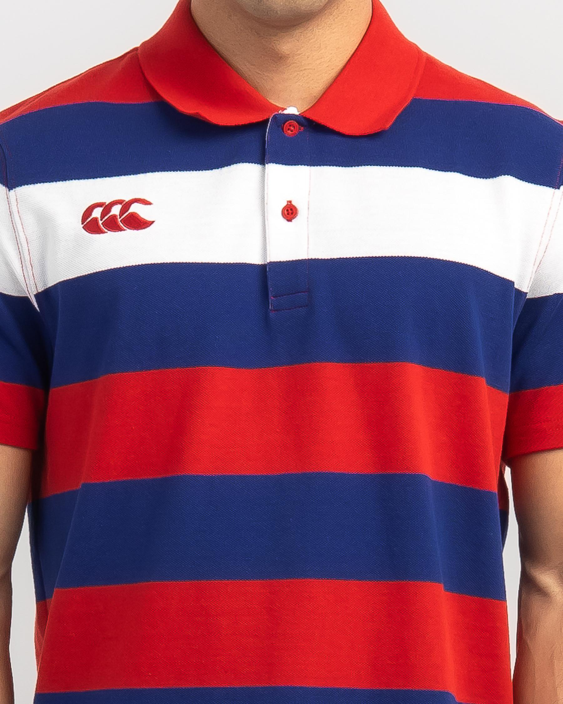 Shop Canterbury Engineered Stripe Polo T-Shirt In Formular One - Fast ...