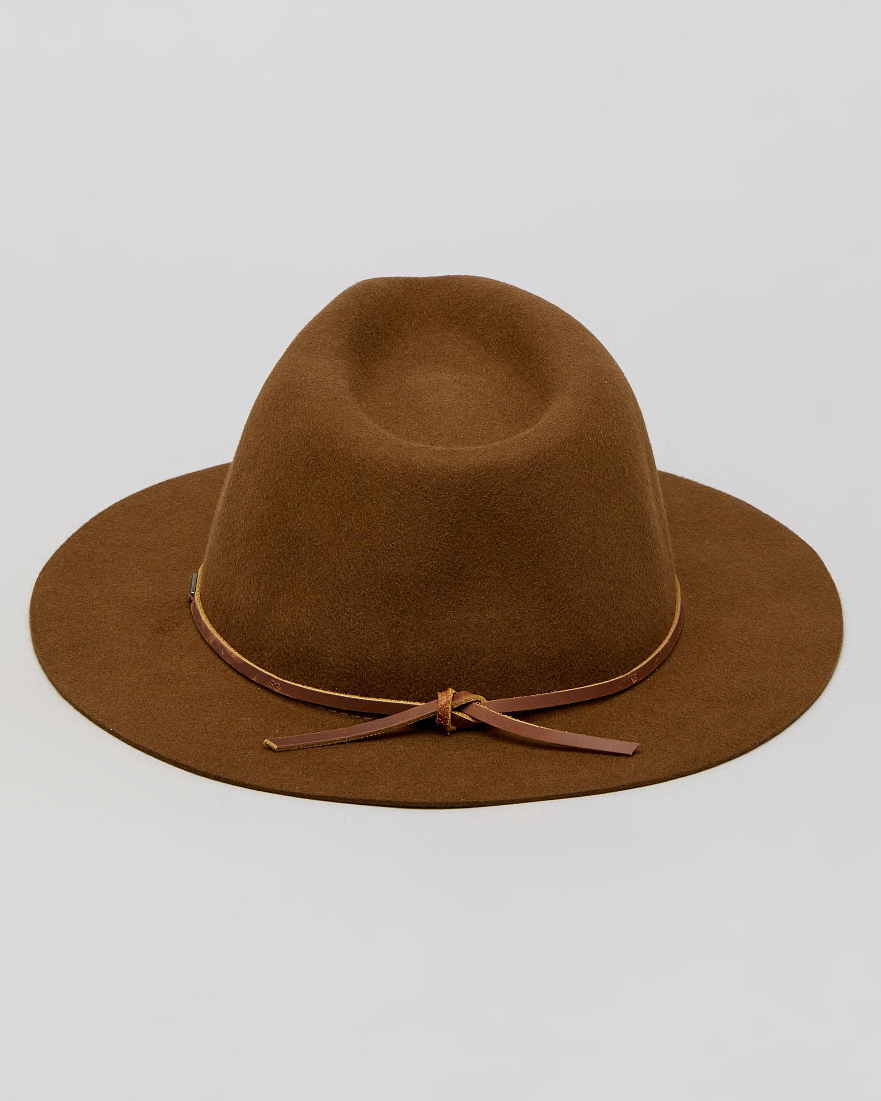 Shop Brixton Wesley Packable Fedora In Coffee - Fast Shipping & Easy ...