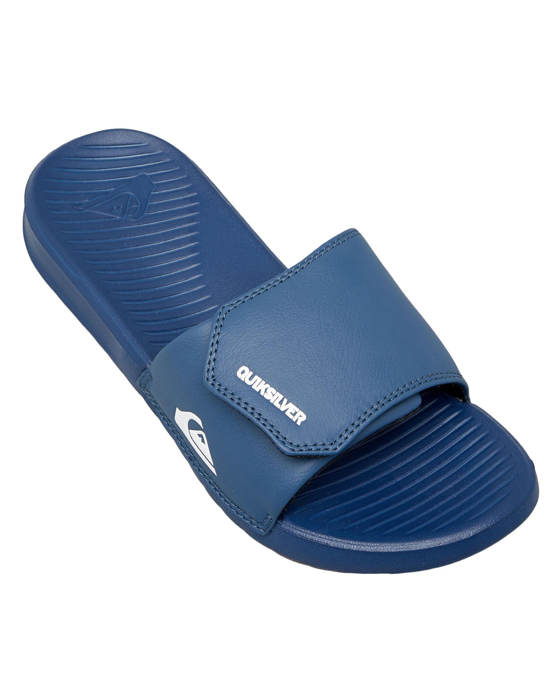 Shop Quiksilver Youth Bright Coast Adjust Slides In Blue/white/blue ...