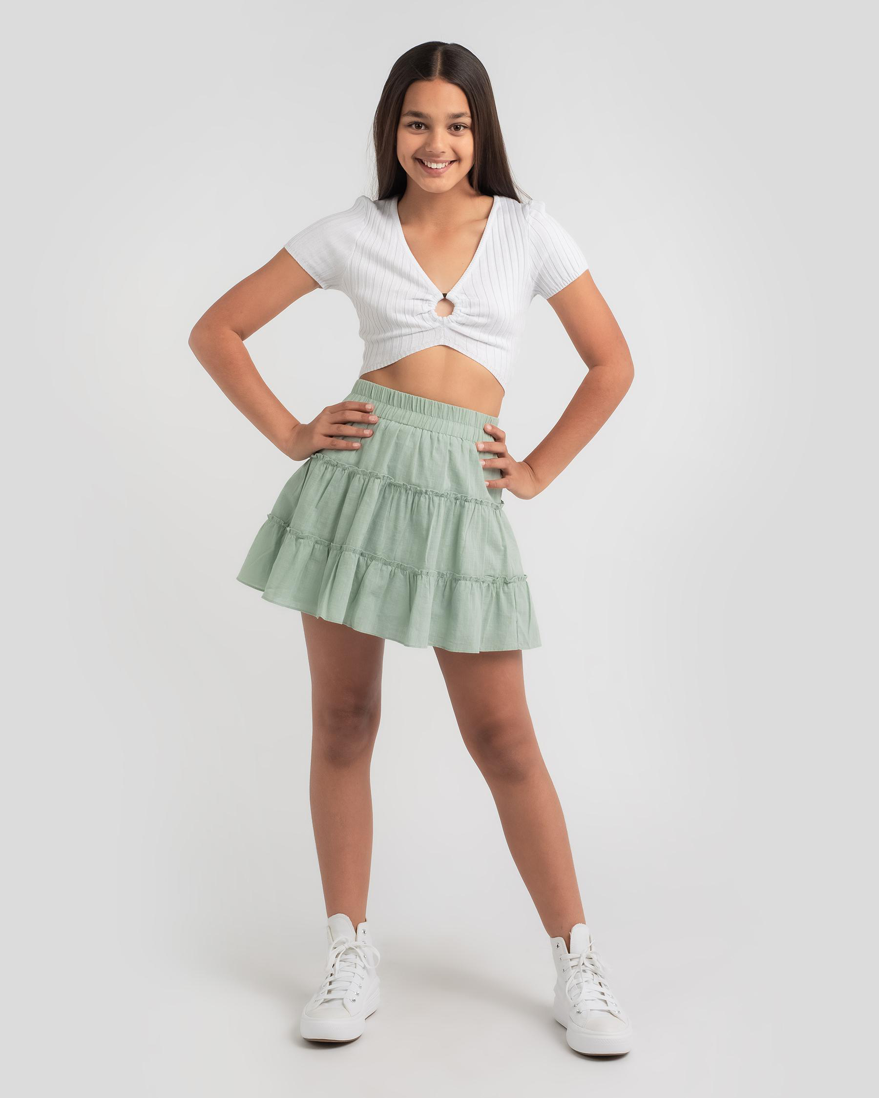 Shop Mooloola Girls' Perdita Knit Top In White - Fast Shipping & Easy ...