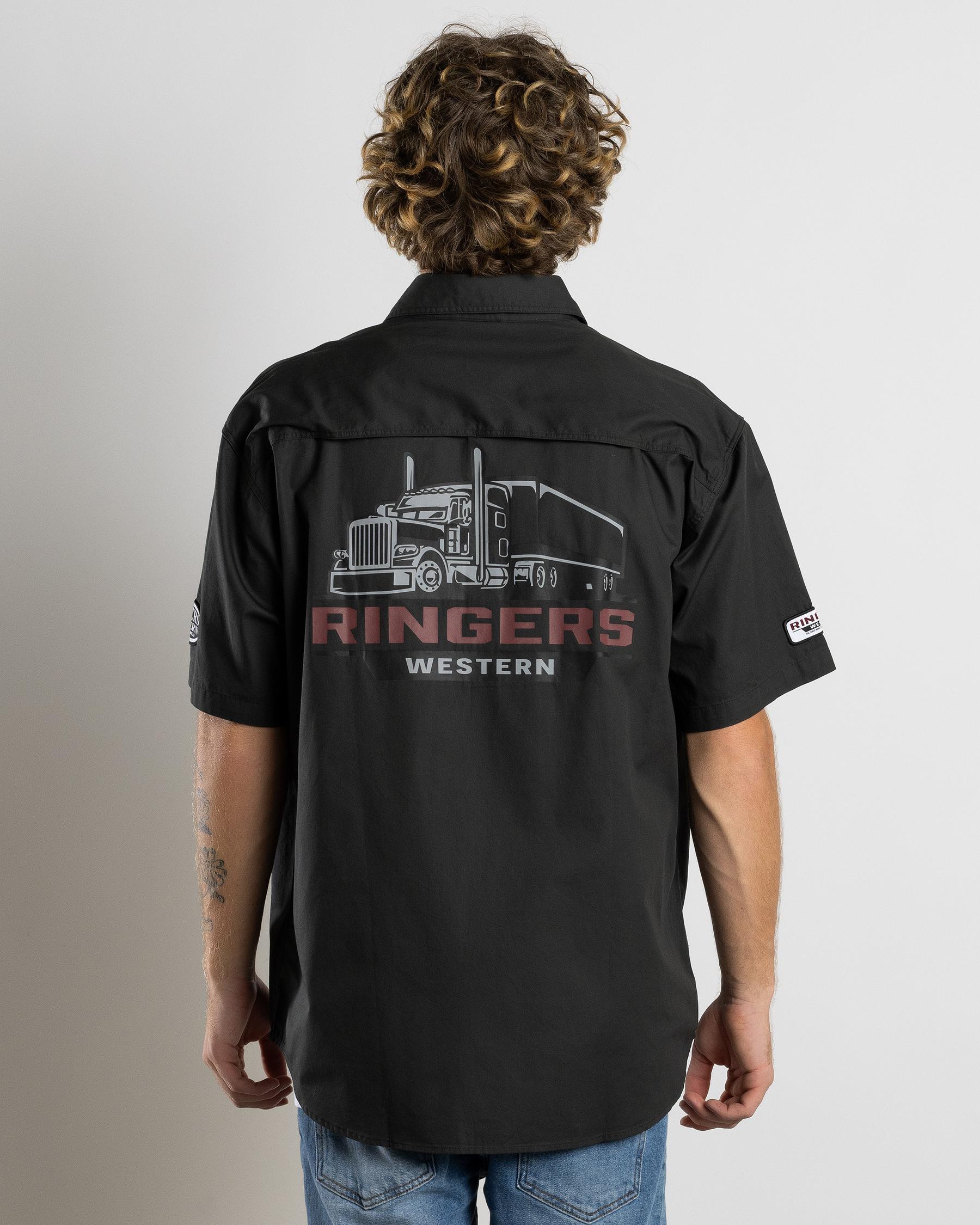 Shop Ringers Western Big Rig Short Sleeve Shirt In Charcoal - Fast ...