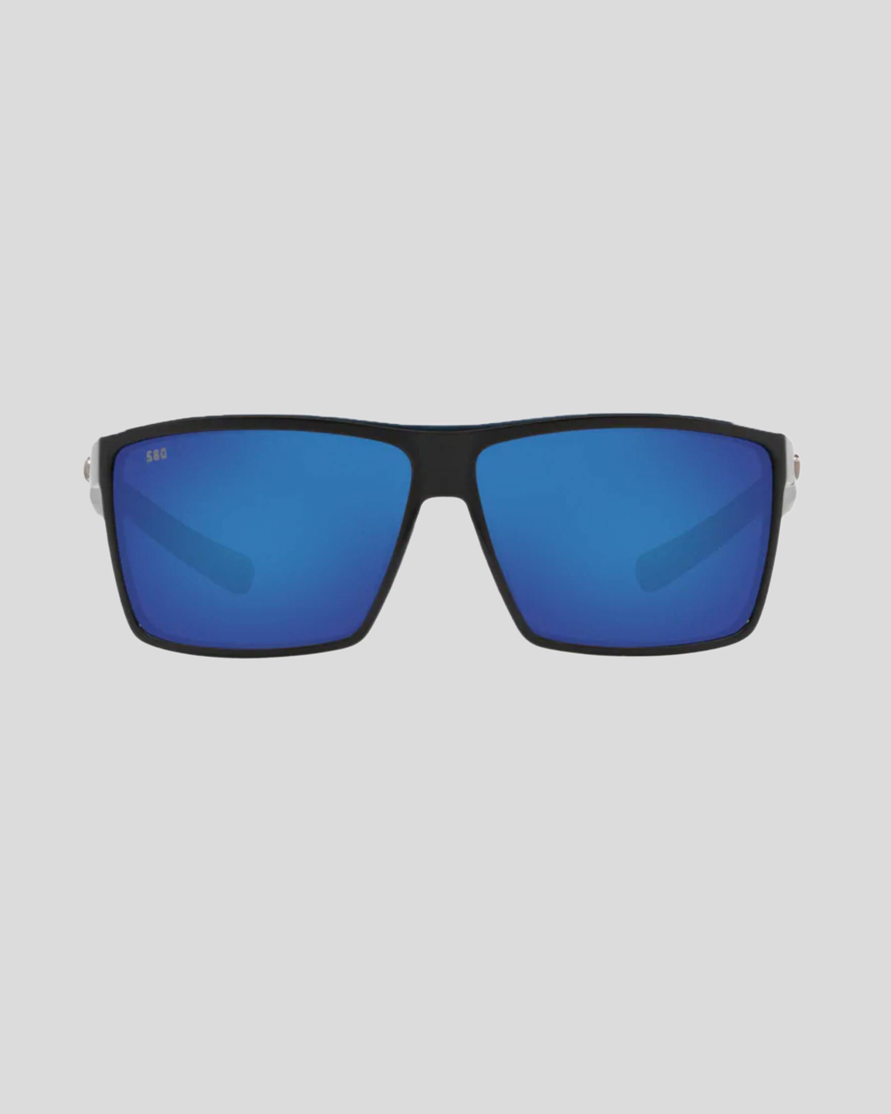 Shop Costa Rincon Sunglasses In Shiny Black / Blue Mirror - Fast ...