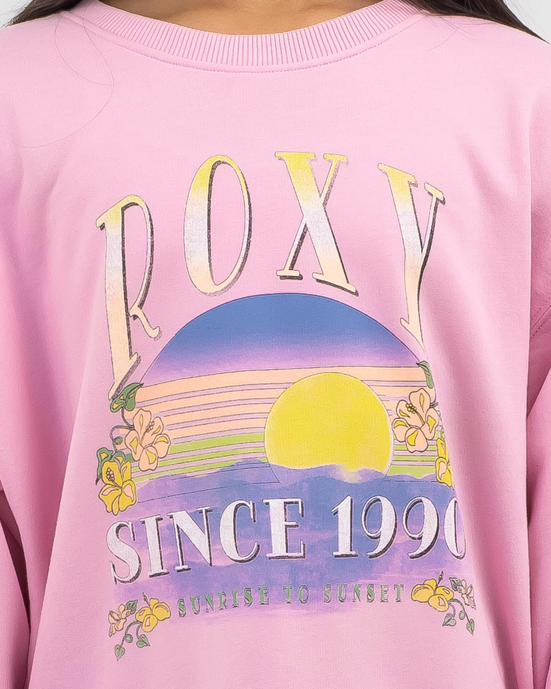 Shop Roxy Girls' Morning Hike RG Sweatshirt In Prism Pink - Fast ...