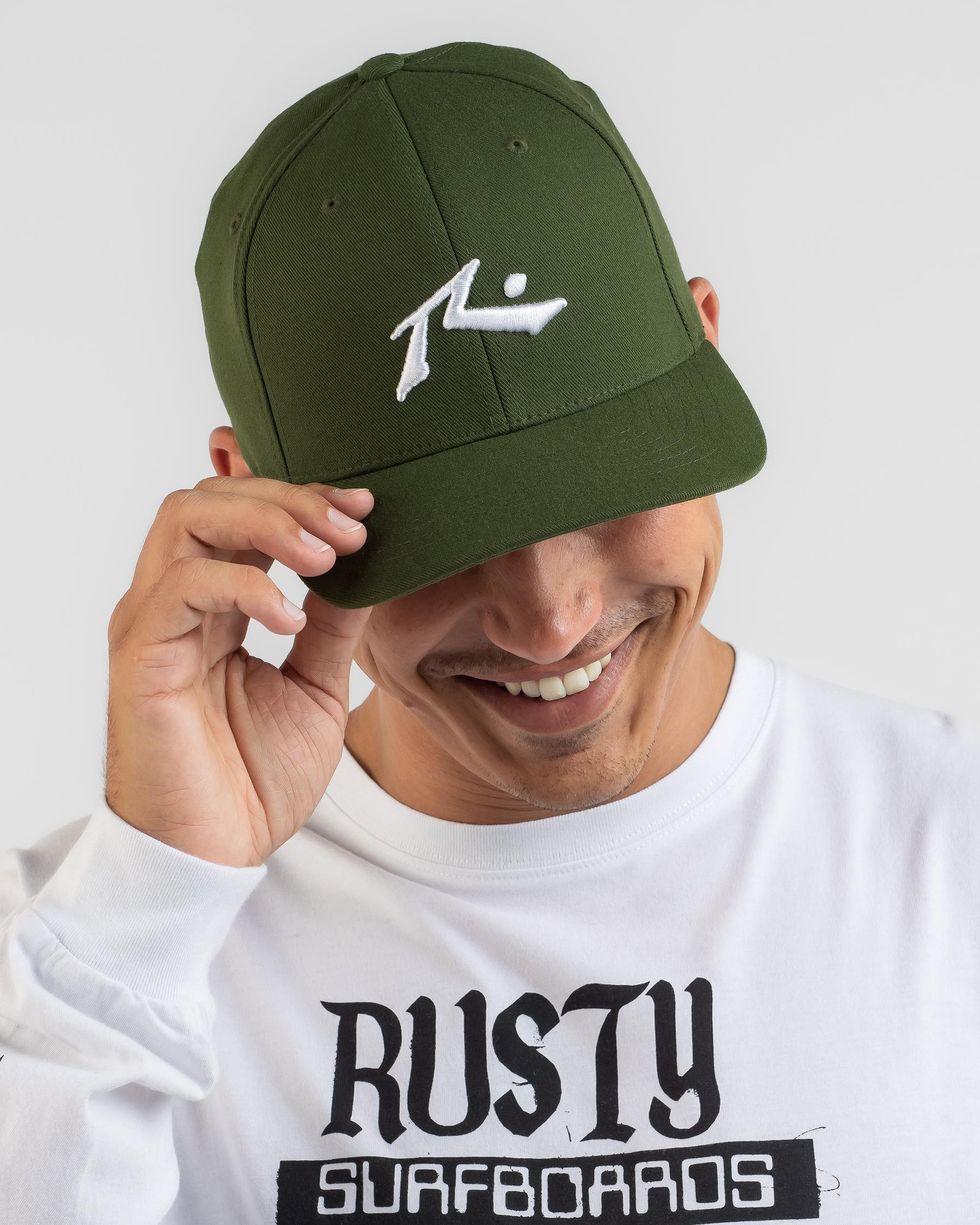 Rusty Chronic 4 Flexfit Cap In Olive 1 - Fast Shipping & Easy Returns ...