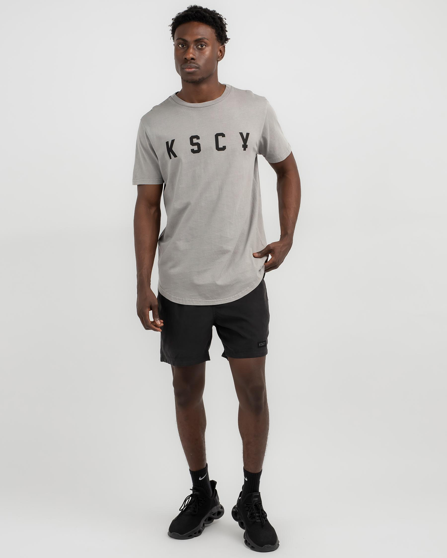 Shop Kiss Chacey Trained Dual Curved T-Shirt In Pigment Silver Sconce ...