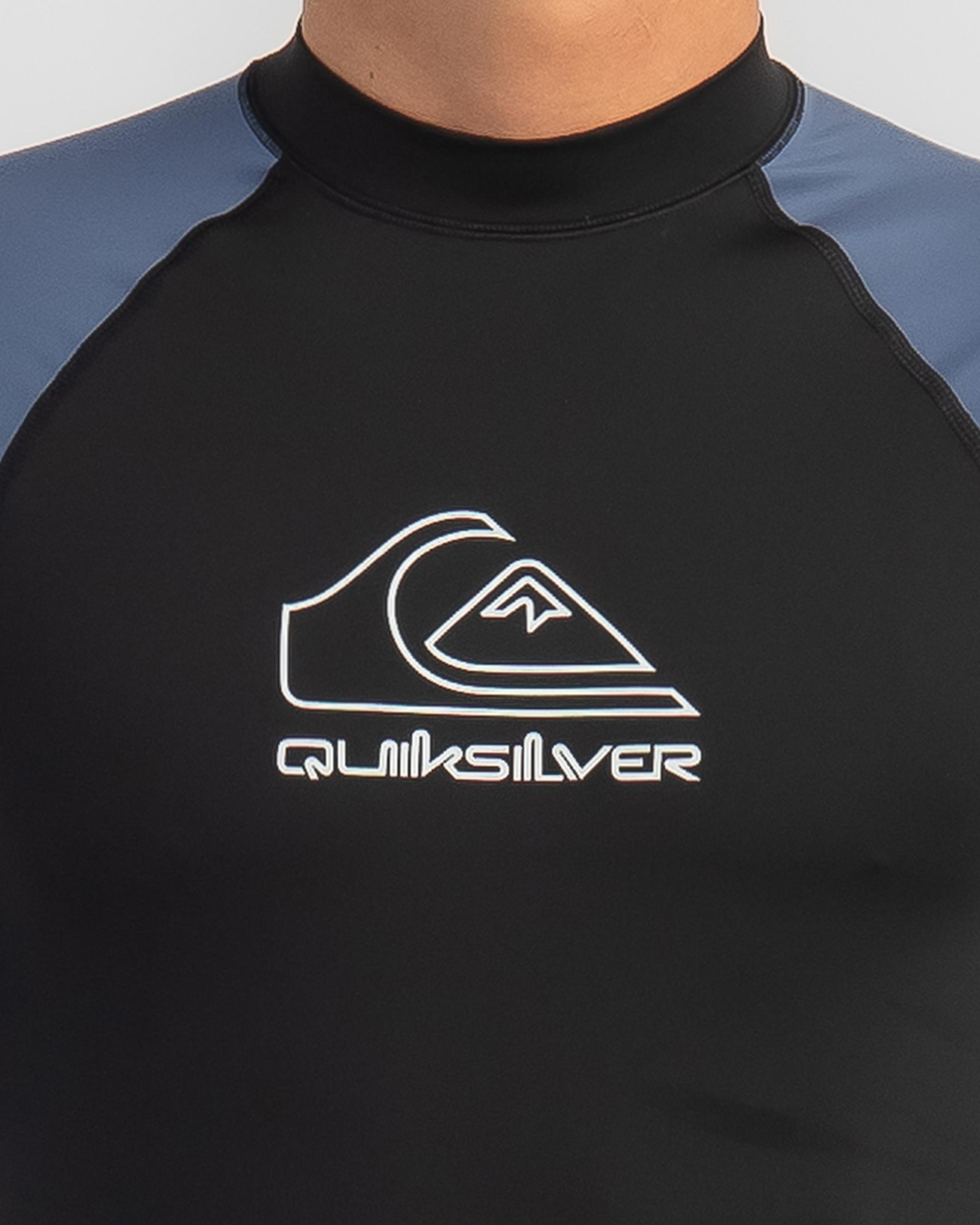 Shop Quiksilver On Tour Short Sleeve Rash Vest In Bering Sea - Fast ...
