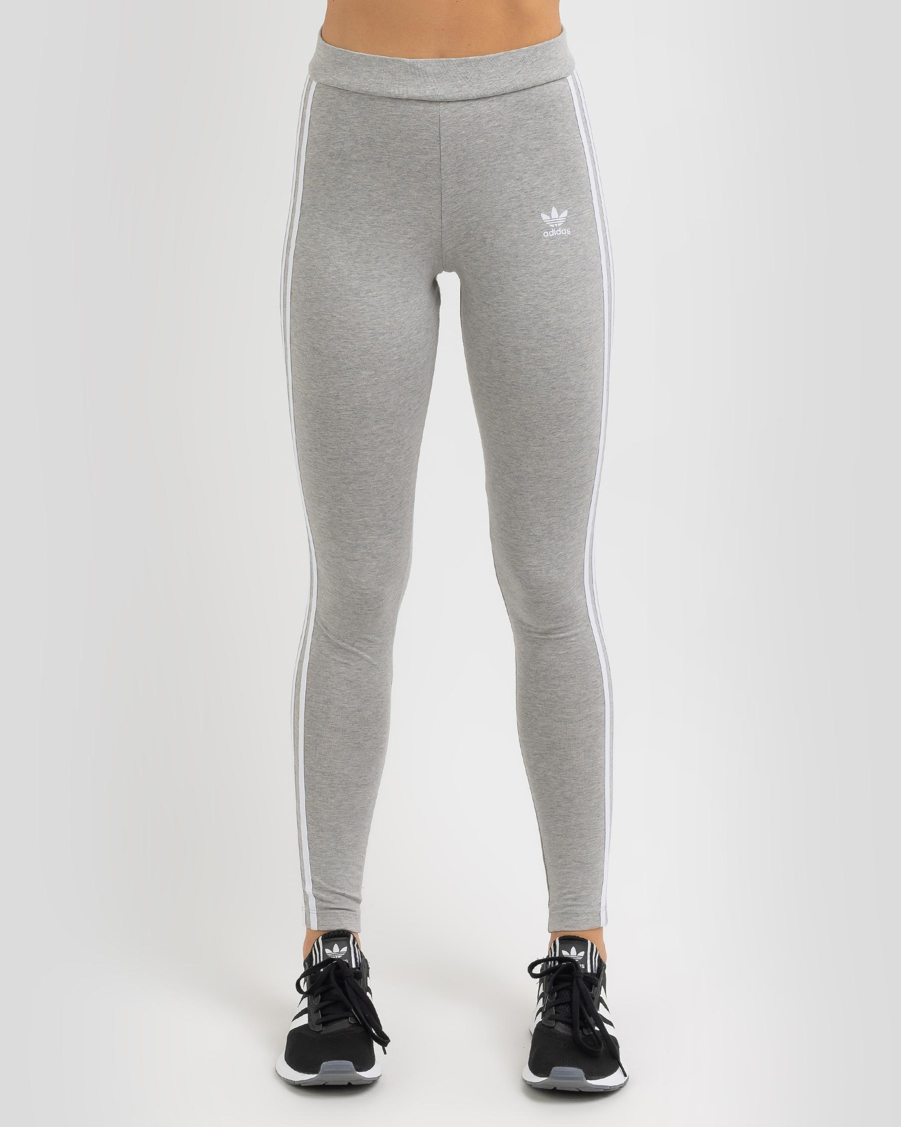 Shop adidas 3 Stripes Leggings In Medium Grey Heather - Fast Shipping ...