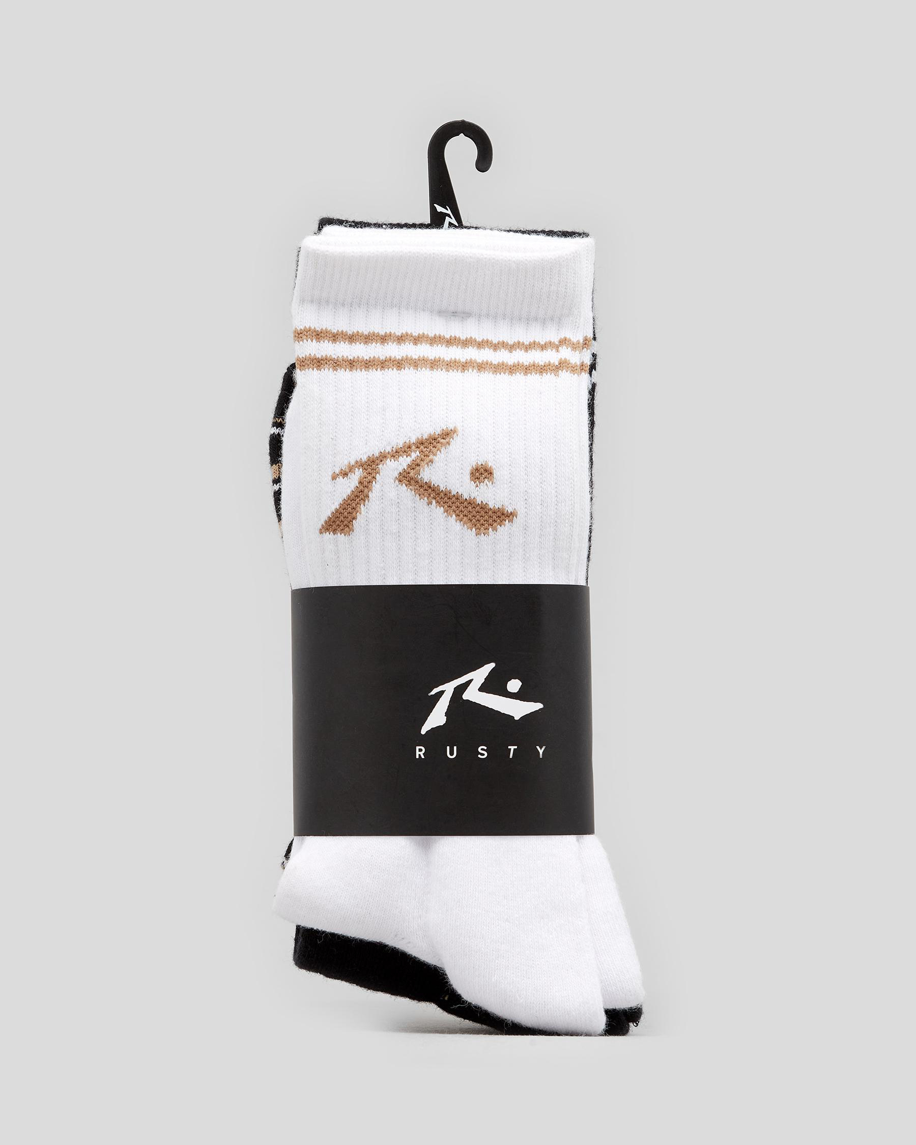 Shop Rusty Never Ever Mid Calf Socks 3 Pack In Multi - Fast Shipping ...