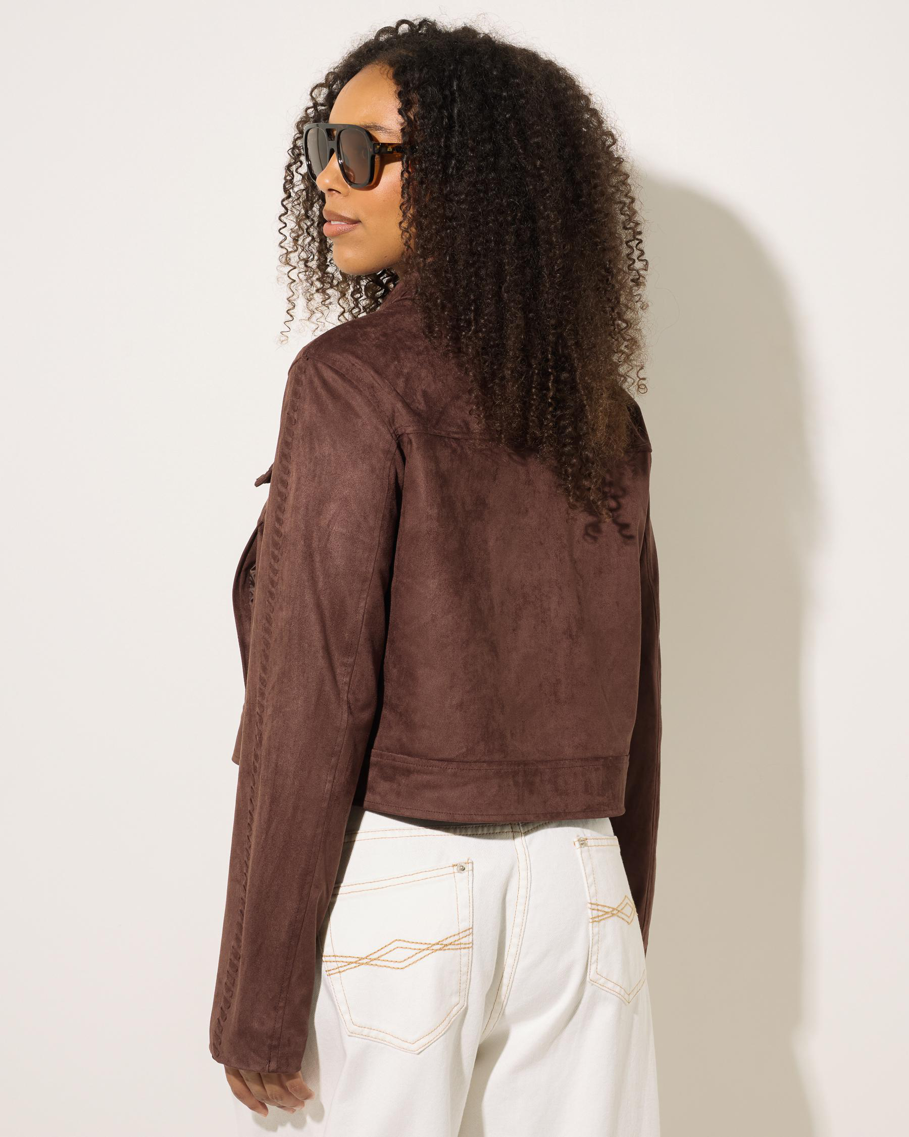 Shop Ava And Ever Splendor Faux Suede Jacket In Espresso - Fast ...
