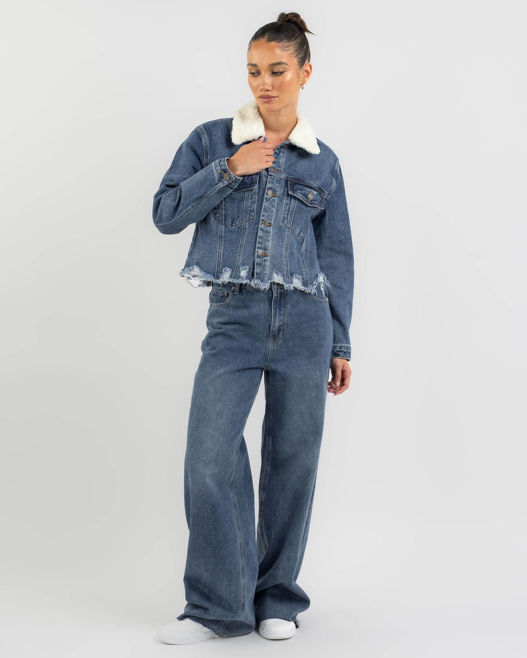 Shop Country Denim Quinn Denim Jacket In Mid Blue - Fast Shipping ...