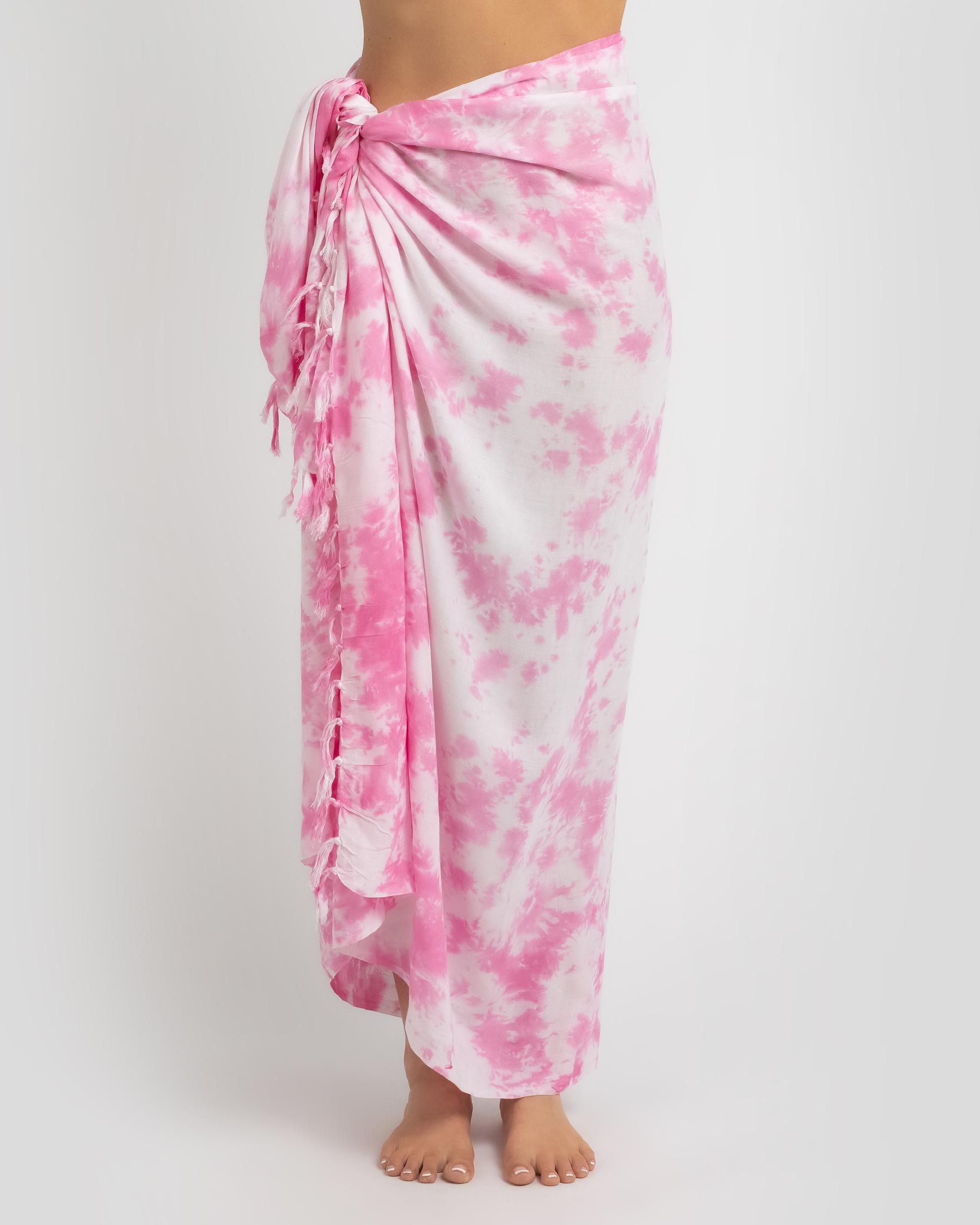 Shop Topanga Tie Dye Haze Sarong In White / Pink - Fast Shipping & Easy ...
