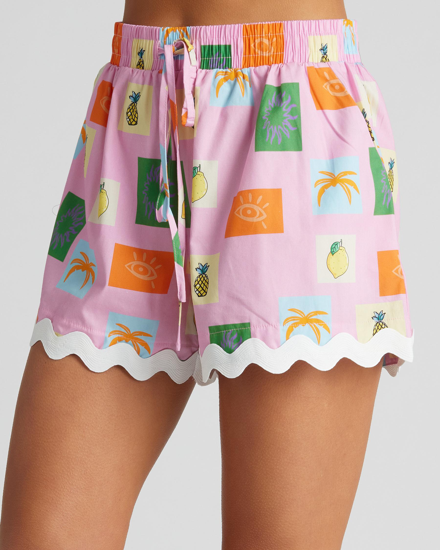 Shop YH & Co Flamingo Shorts In Patchwork Pink - Fast Shipping & Easy ...