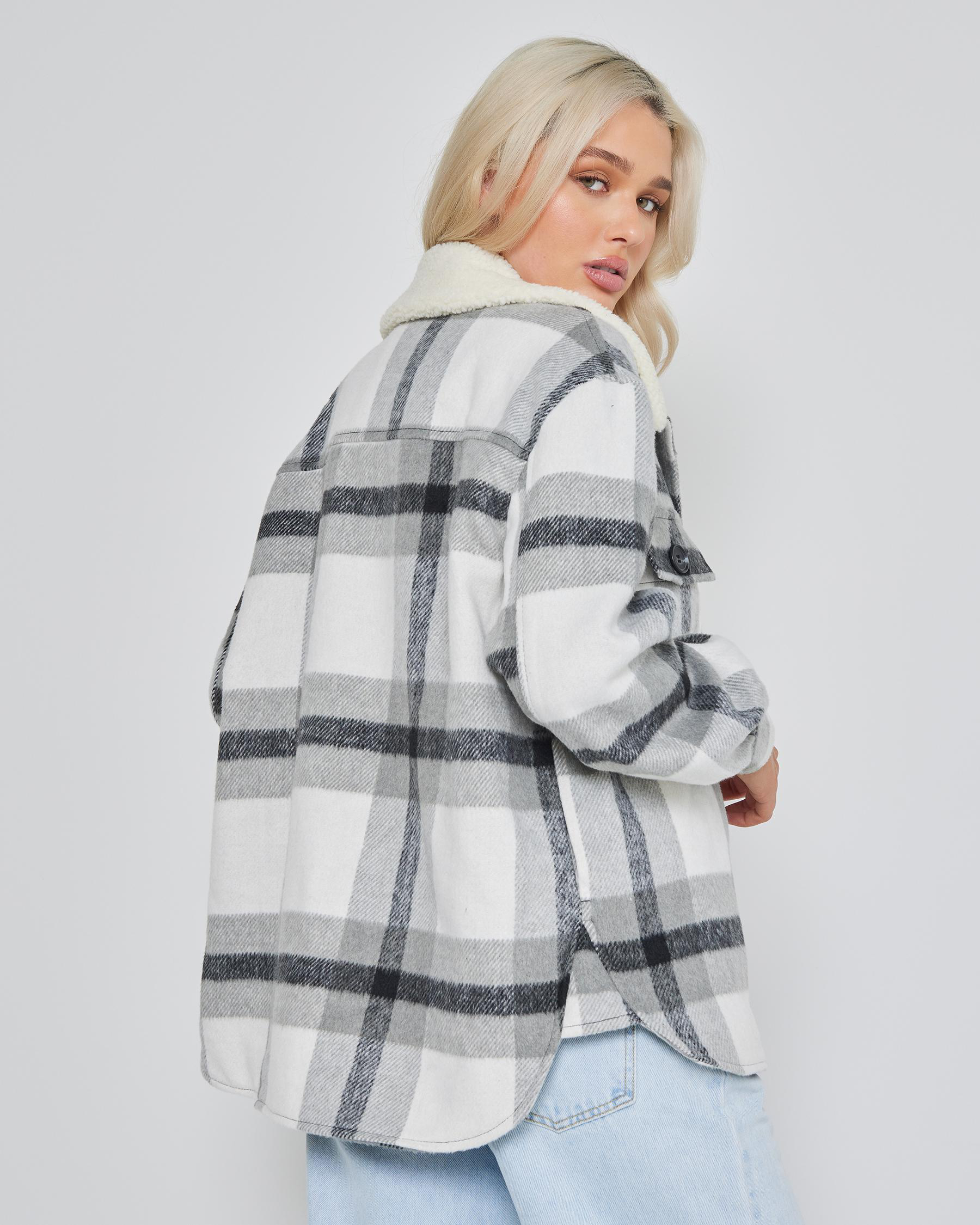 Ava And Ever Bobbie Shacket In Black/grey - Fast Shipping & Easy ...