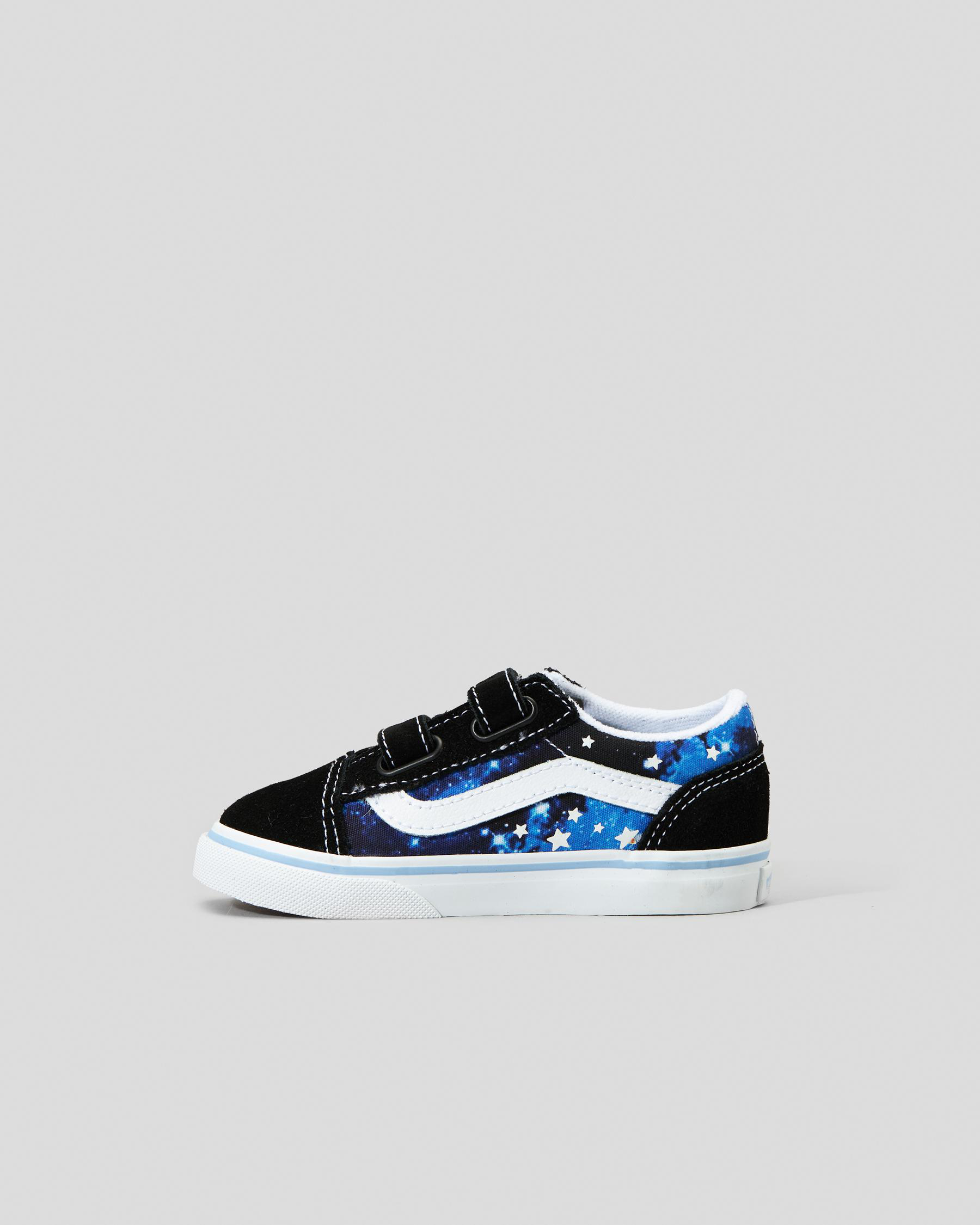 Shop Vans Toddlers' Old Skool Shoes In Glow Galaxy Black/blue - Fast ...