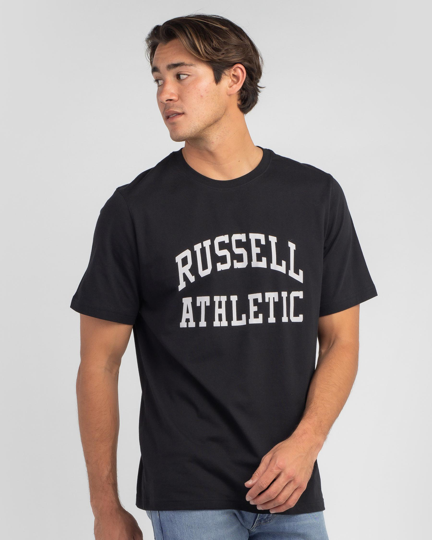 Shop Russell Athletic Russell Arch Logo Crew T-Shirt In Black - Fast ...