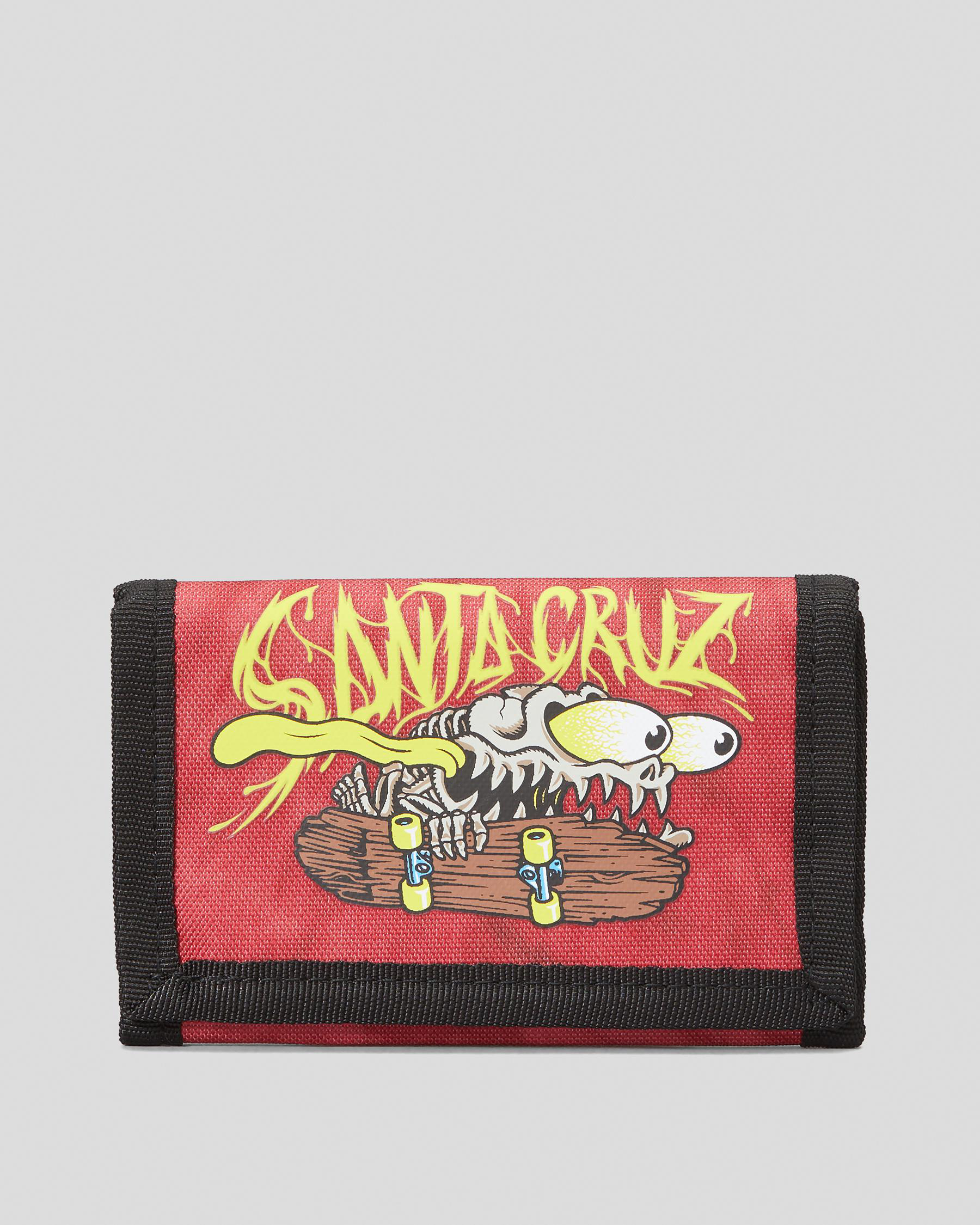 Shop Santa Cruz Bone Slasher Tri-Fold Wallet In Red Tie Dye - Fast ...