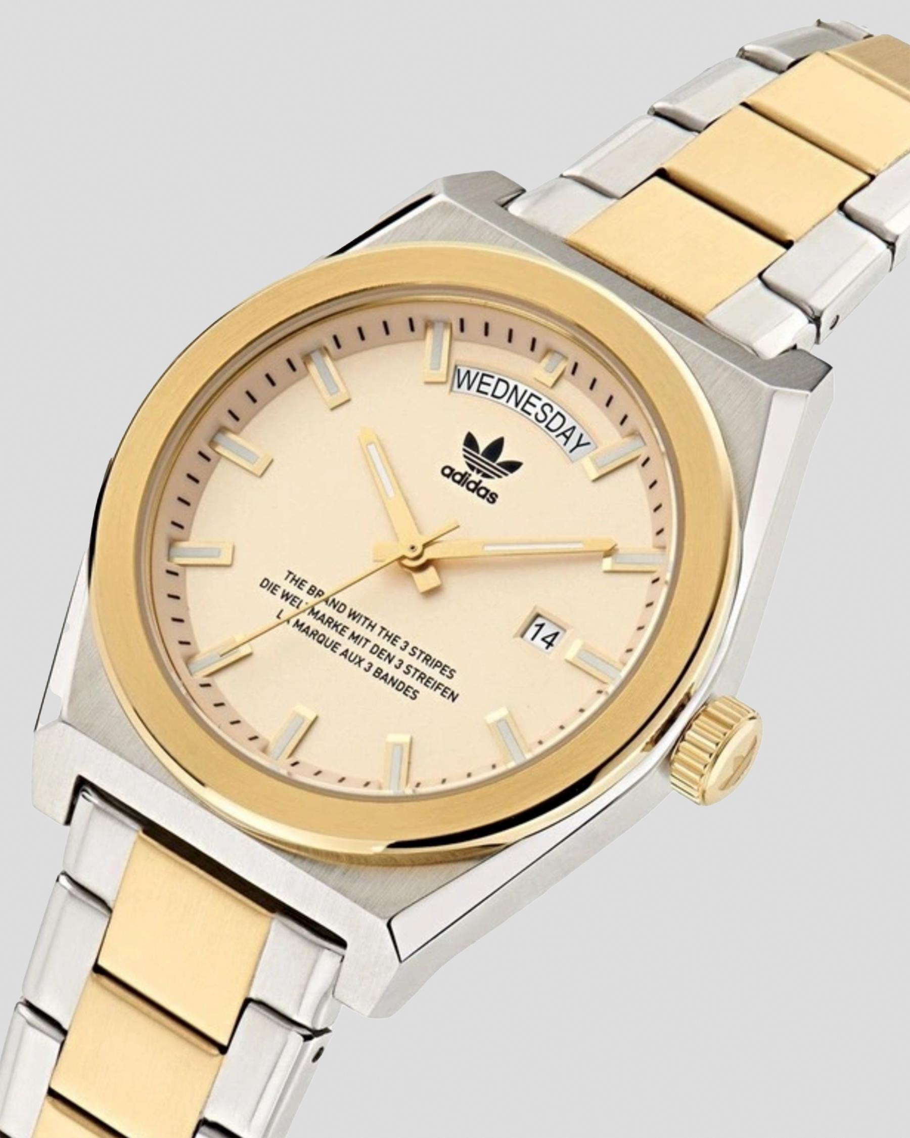 Shop adidas Code Five Watch In Silver / Gold - Fast Shipping & Easy ...