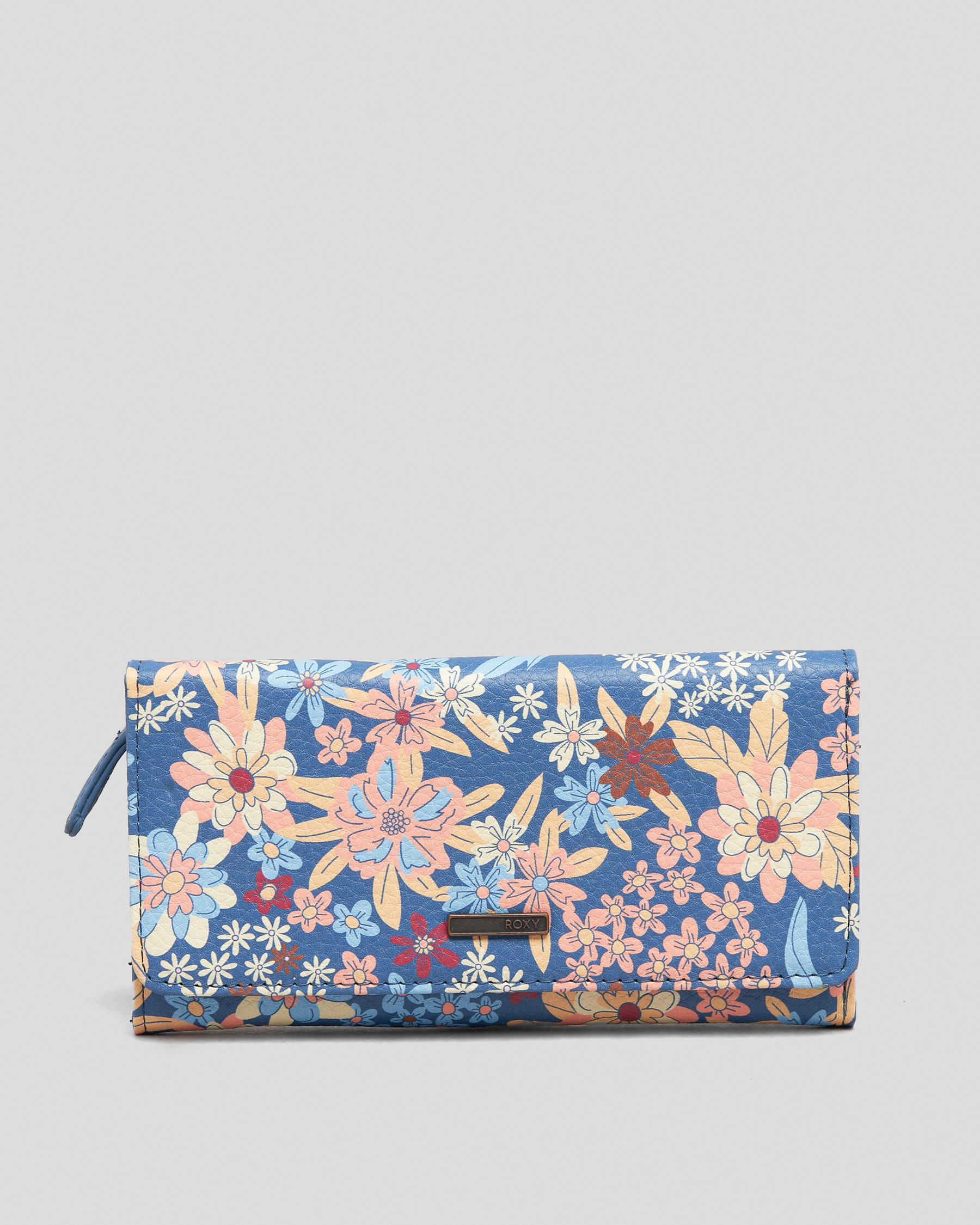 Shop Roxy Hazy Daze Wallet In Bijou Blue New Tropics Ditsy - Fast ...