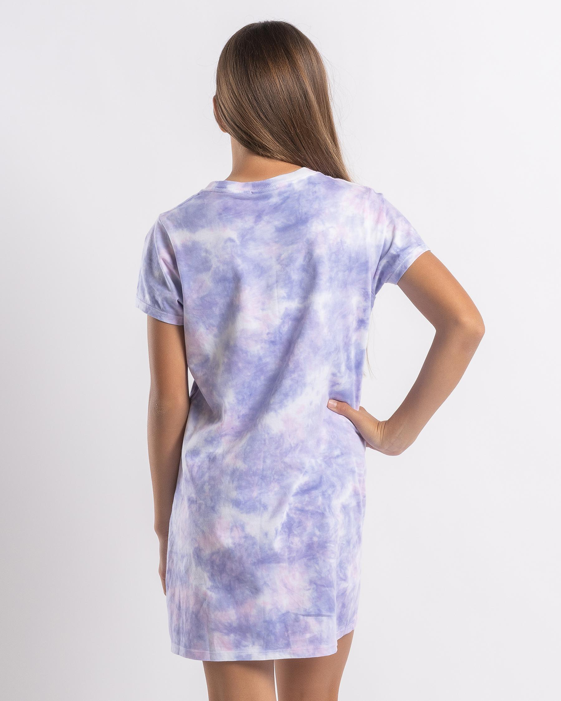 Shop Santa Cruz Girls' Dot Mono Front Tee Dress In Pale Pink Tie Dye ...