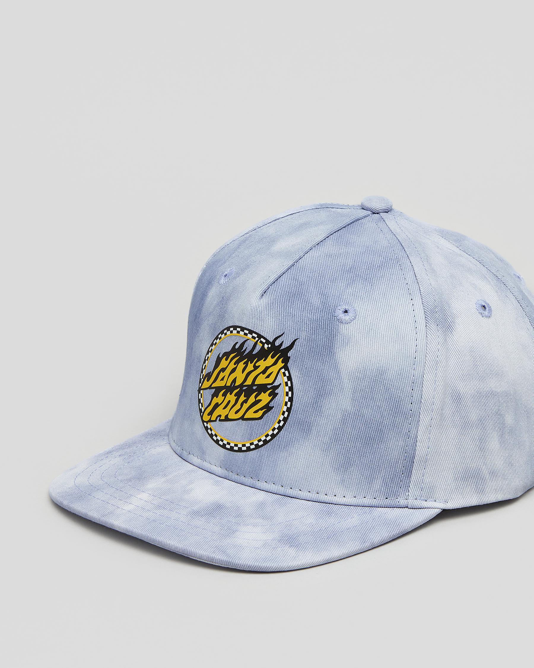 Santa Cruz Boys' Checked Ringed Flamed Dot Snapback Cap In Blue Tie Dye ...