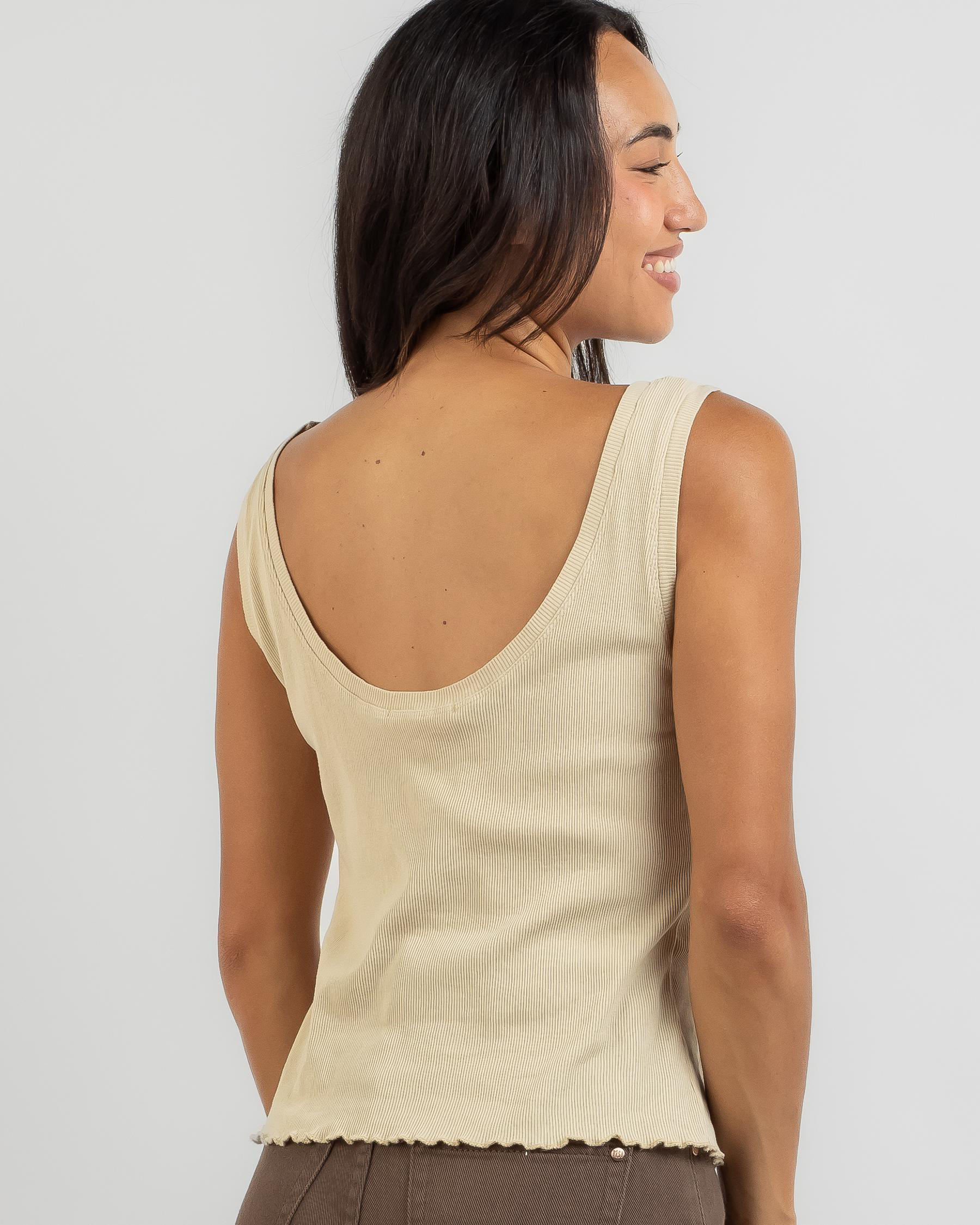 Shop Rip Curl Oceans Together Ribbed Tank Top In Natural - Fast ...