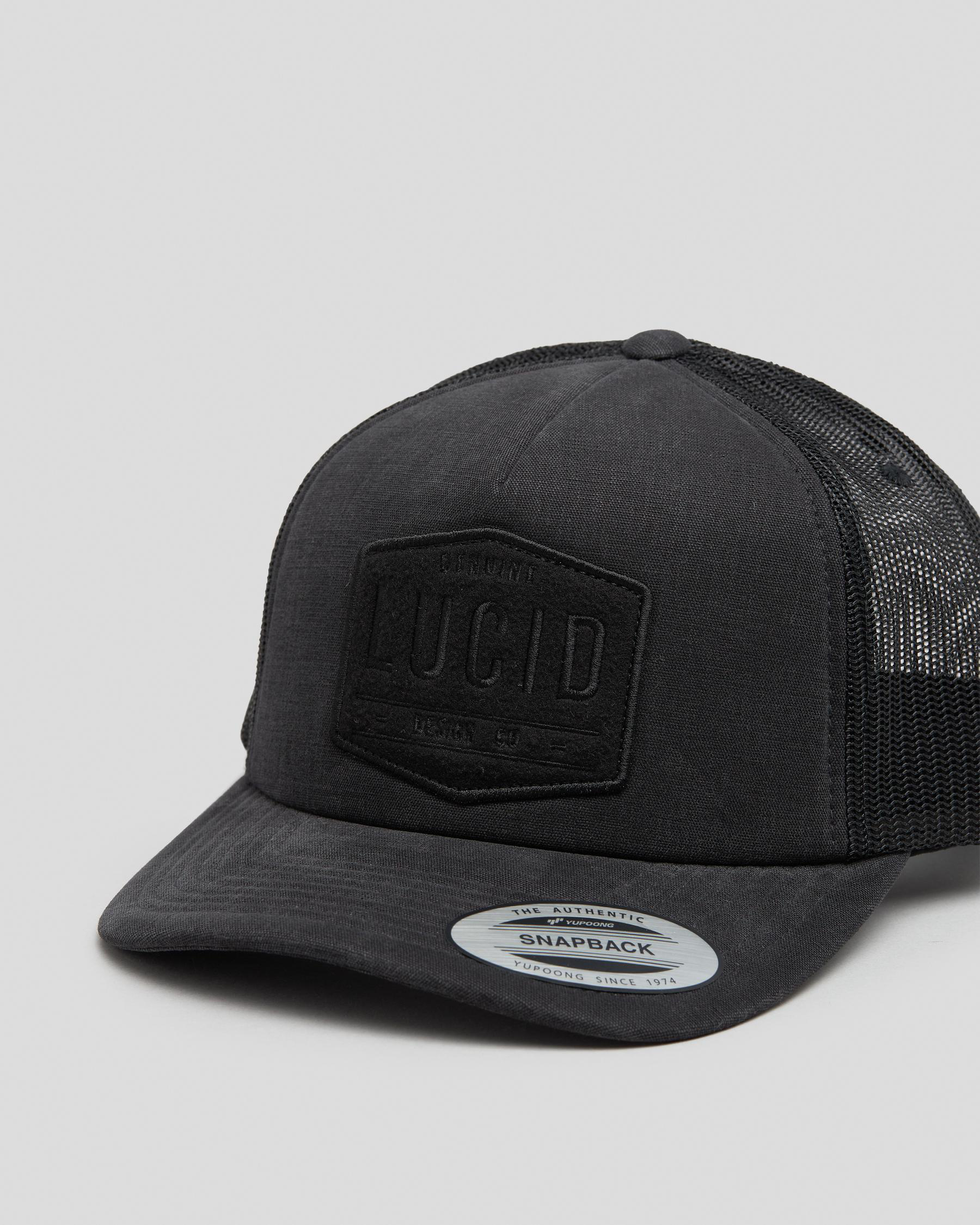 Shop Lucid Conceptual Trucker Cap In Washed Black - Fast Shipping ...