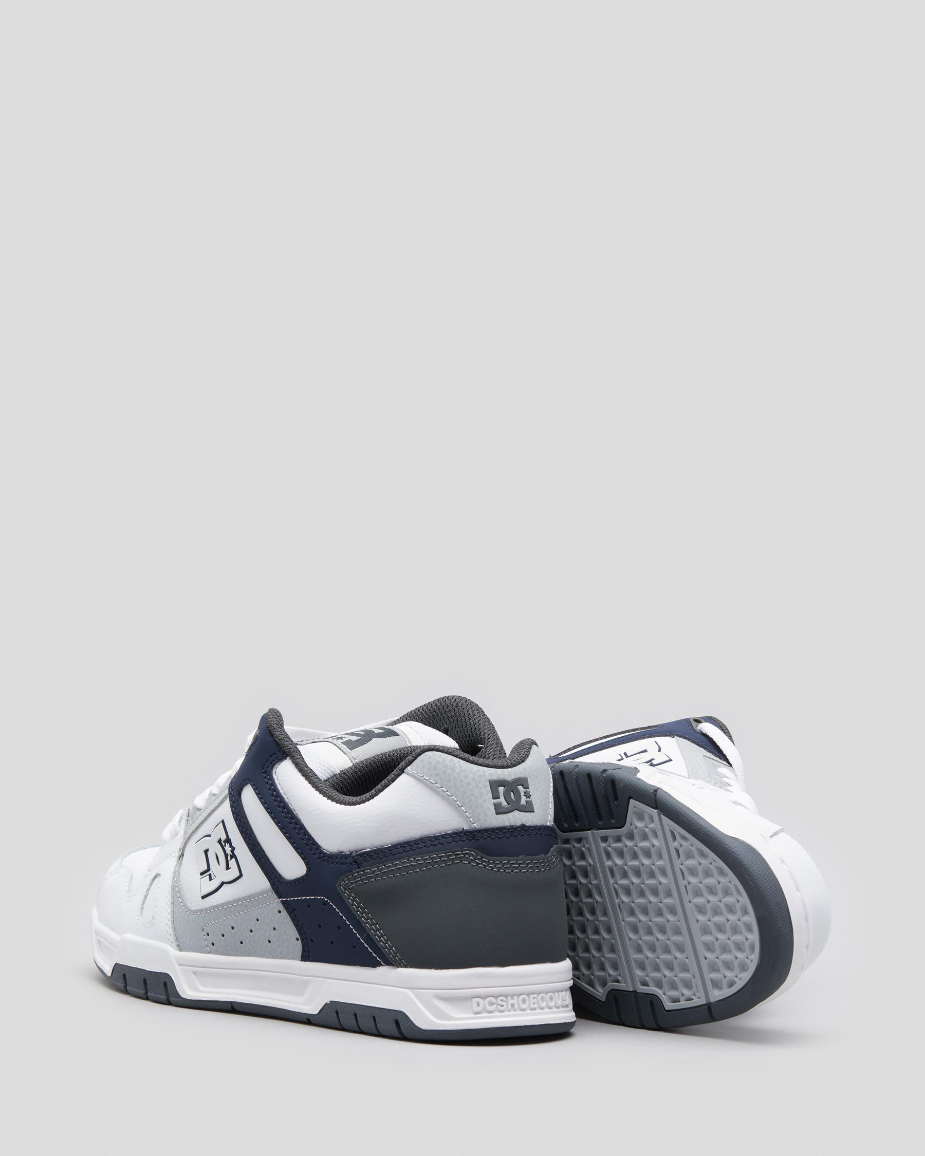 Shop DC Shoes Stag Shoes In White/grey/blue - Fast Shipping & Easy ...
