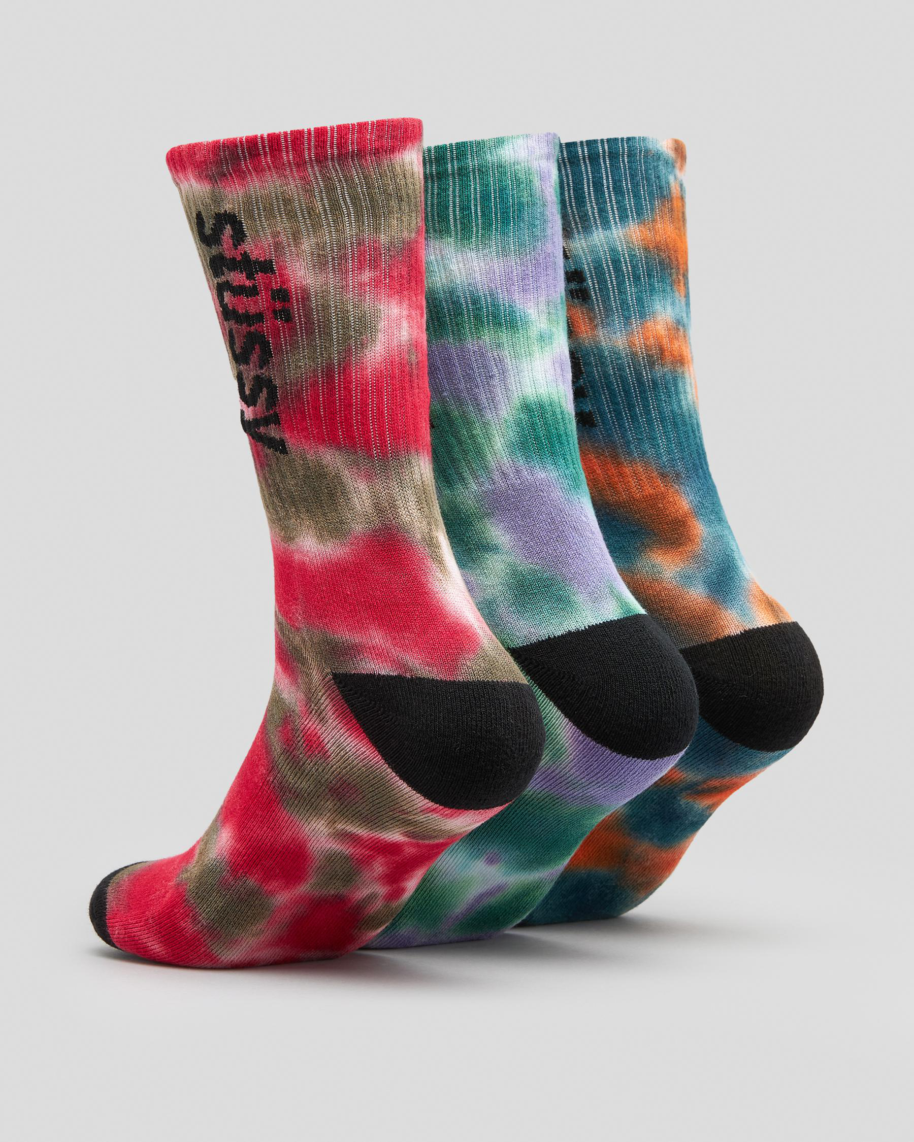 Shop Stussy Tie Dye Socks 3 Pack In Multi - Fast Shipping & Easy ...