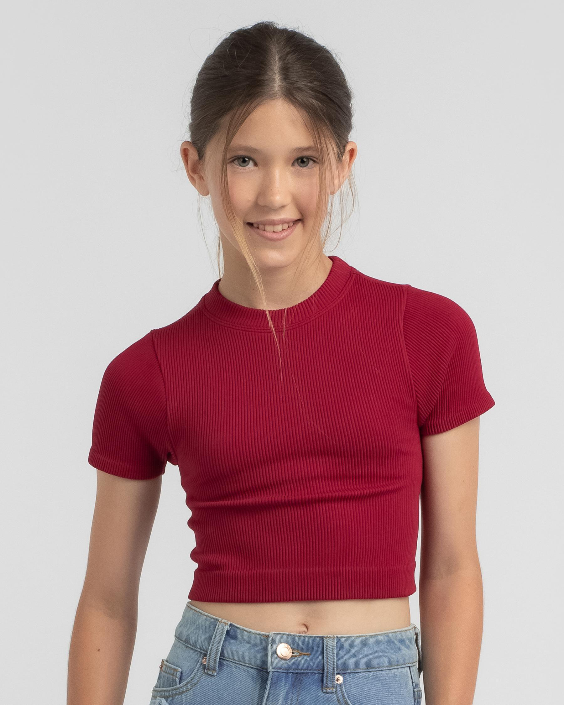 Shop Mooloola Girls' The Future Top In Berry - Fast Shipping & Easy ...