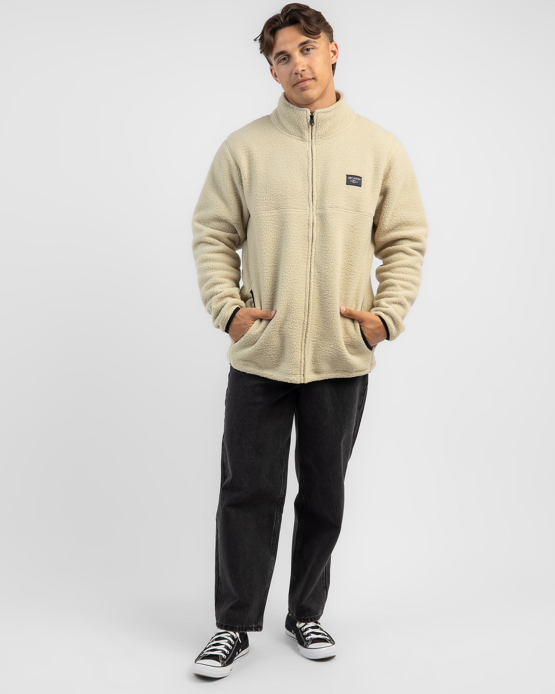 Shop Rip Curl Rincon Zip Crew Polar Fleece Jacket In Taupe - Fast ...