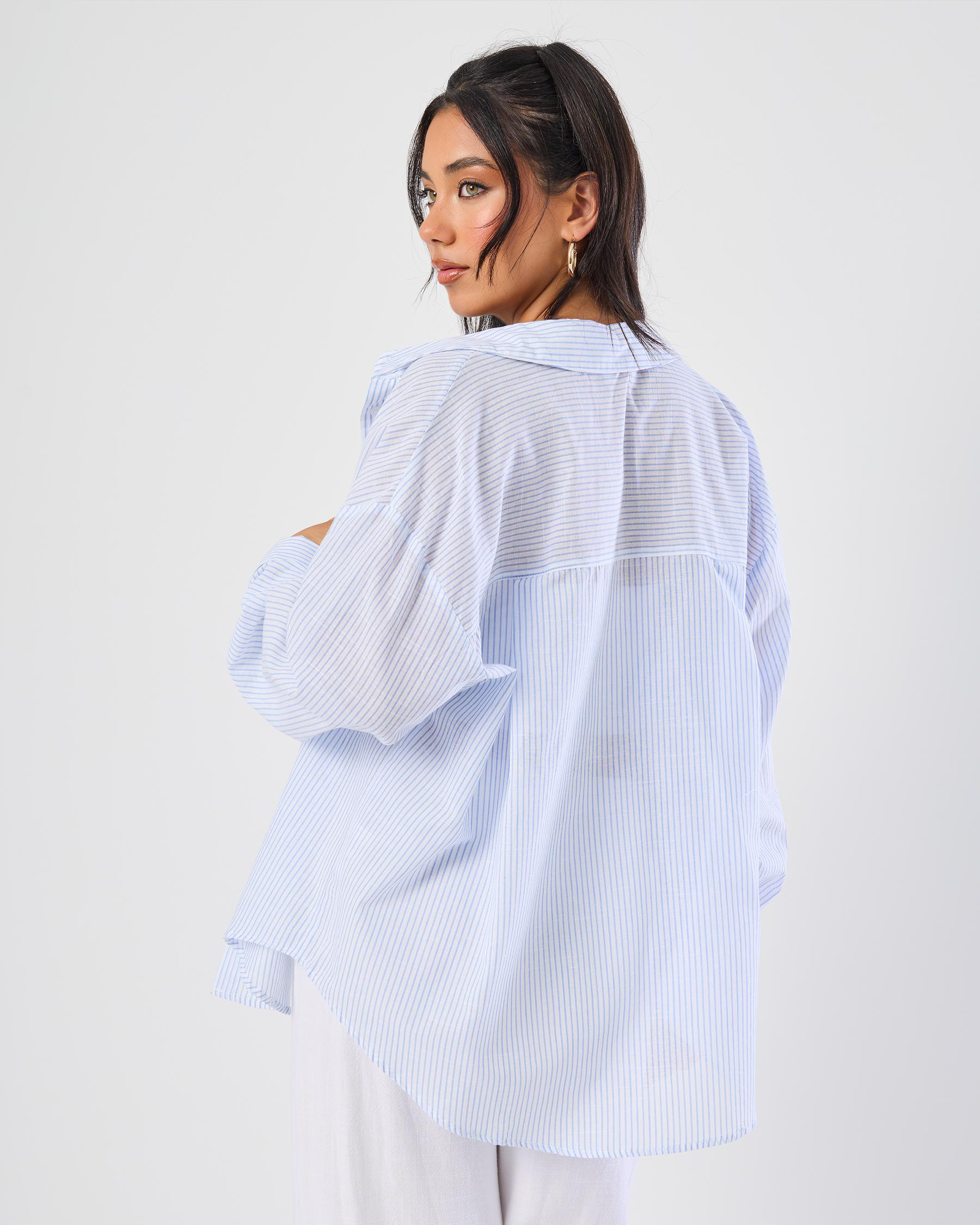 Shop Mooloola Chloe Shirt In Blue/white - Fast Shipping & Easy Returns ...