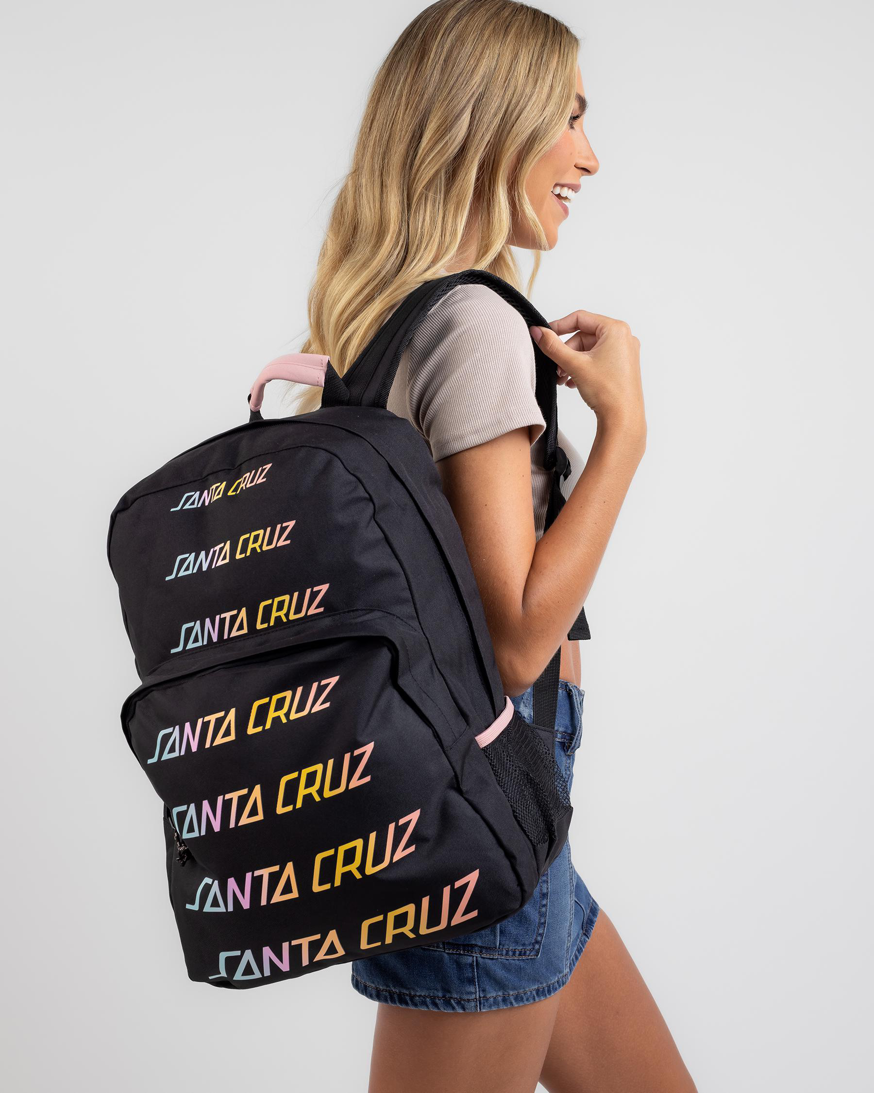 Shop Santa Cruz Gradient Strip Backpack In Black - Fast Shipping & Easy ...
