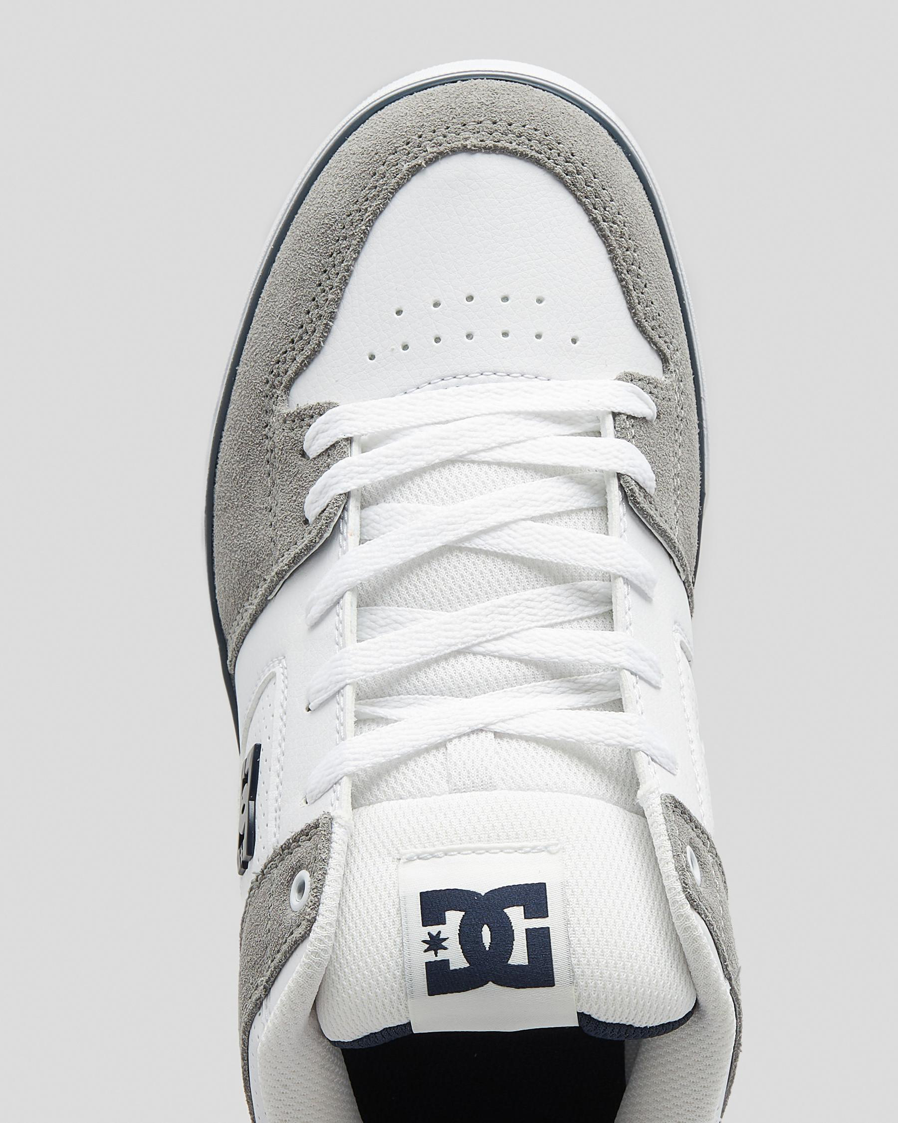 Shop DC Shoes Pure Shoes In White/grey/white - Fast Shipping & Easy ...