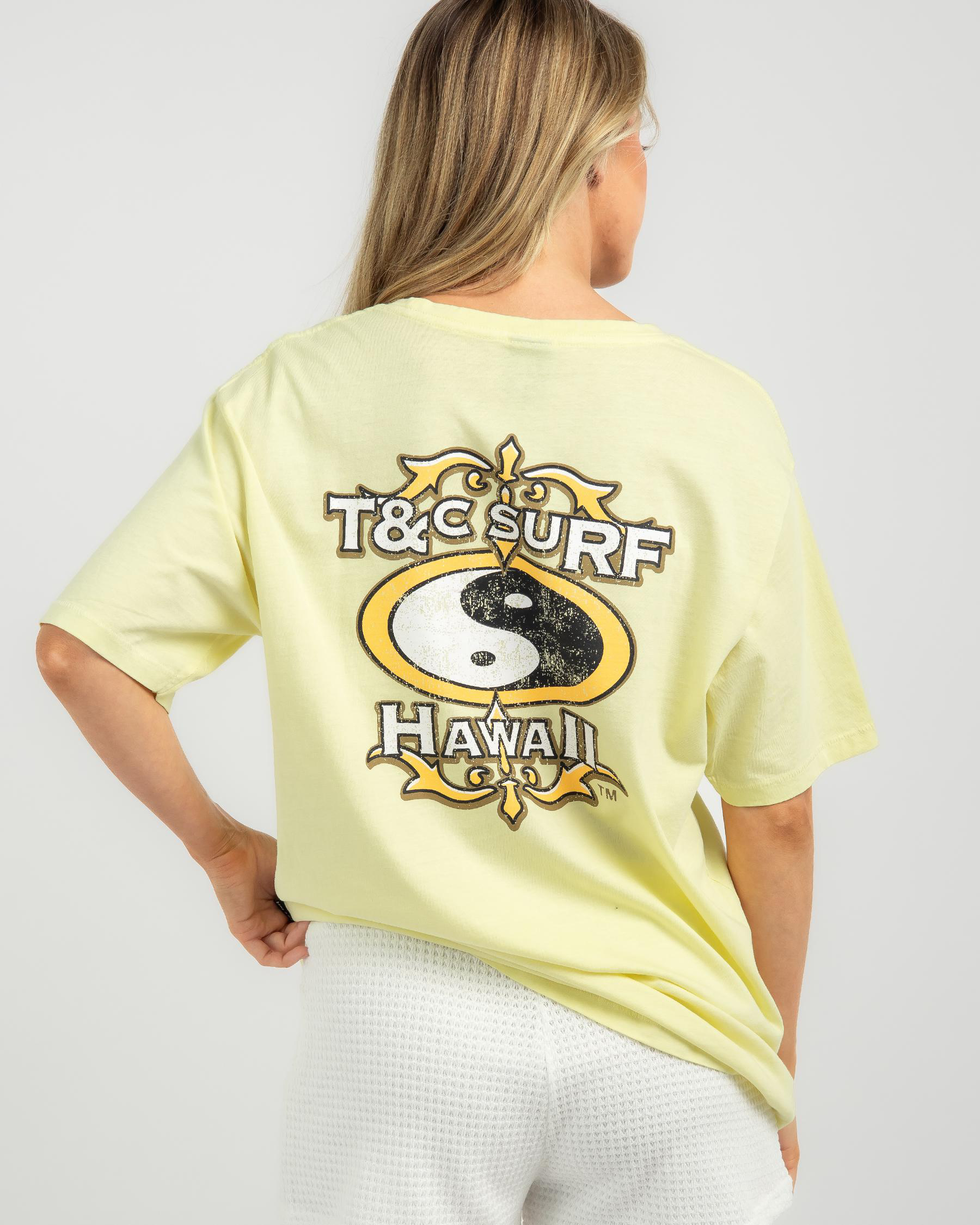 Shop Town & Country Surf Designs Da Rock T-Shirt In Washed Yellow ...