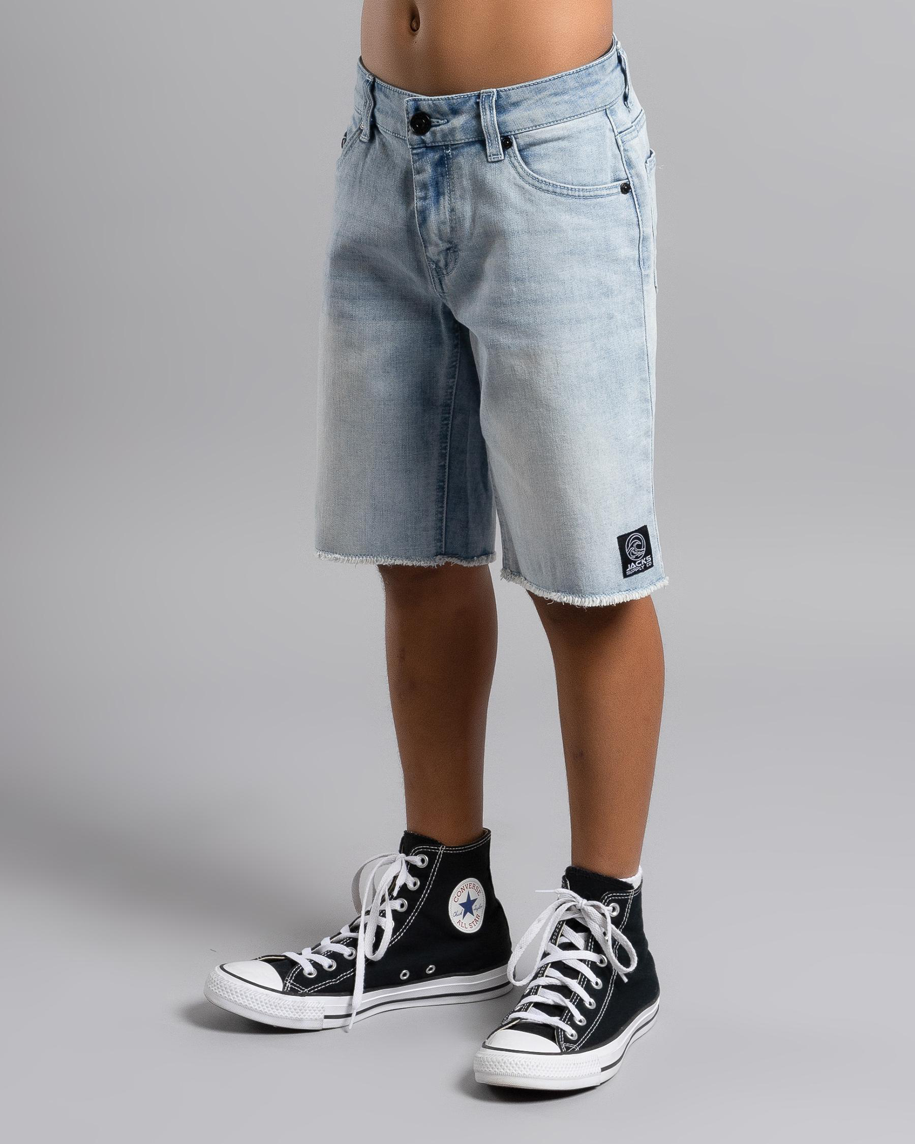 Shop Jacks Boys' Remark Denim Walk Shorts In Lt Blue - Fast Shipping ...
