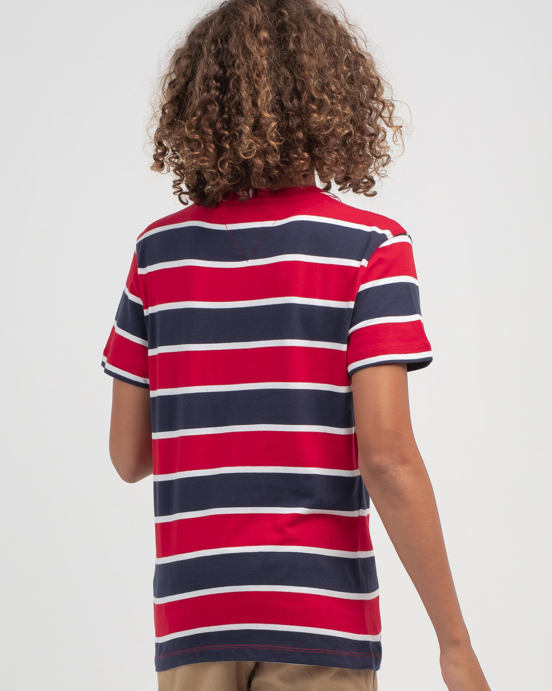 Shop Tommy Hilfiger Boys' Hilfiger Block Stripe T-Shirt In Twilight ...