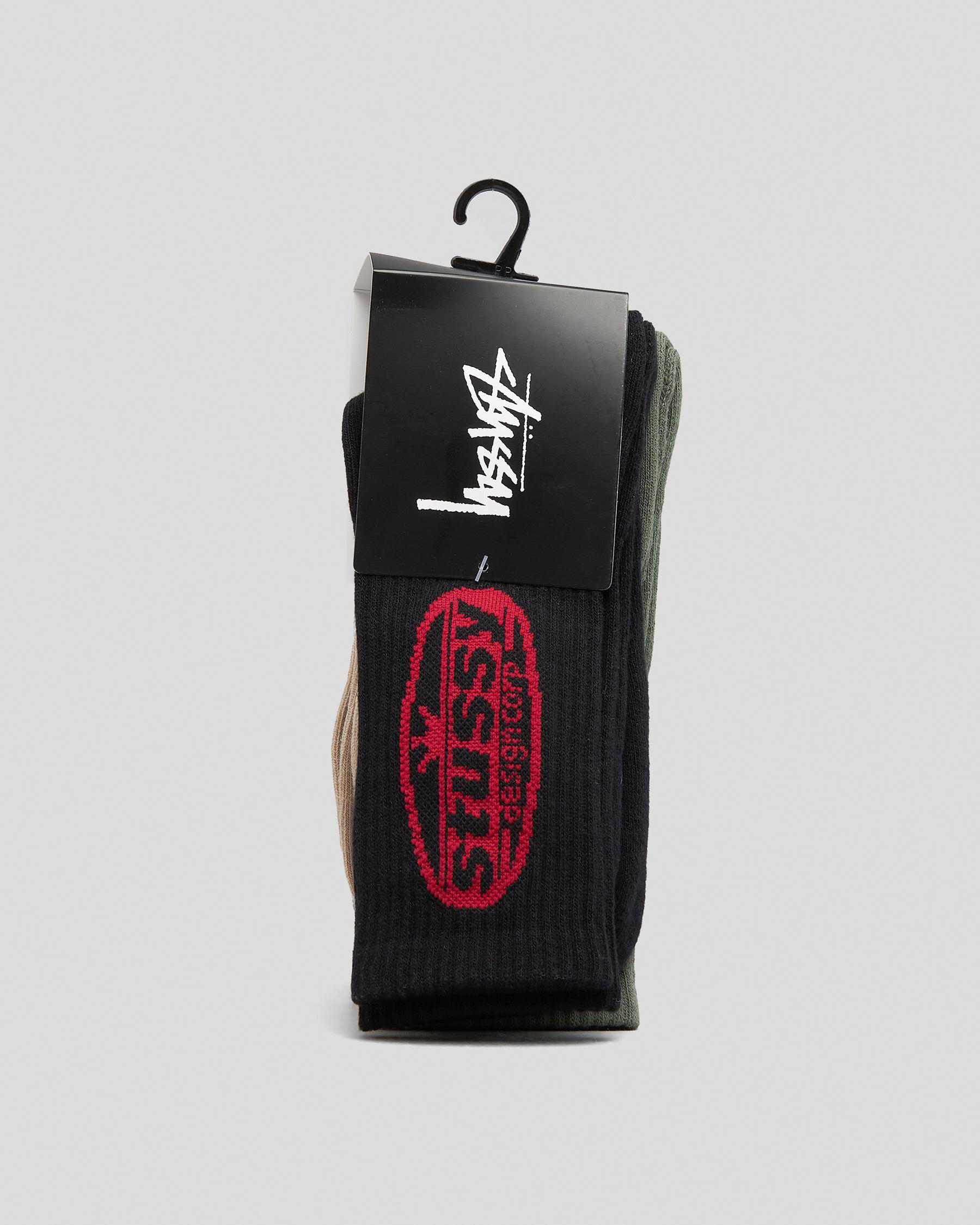 Shop Stussy Oval Corp Socks 3 Pack In Multi - Fast Shipping & Easy ...