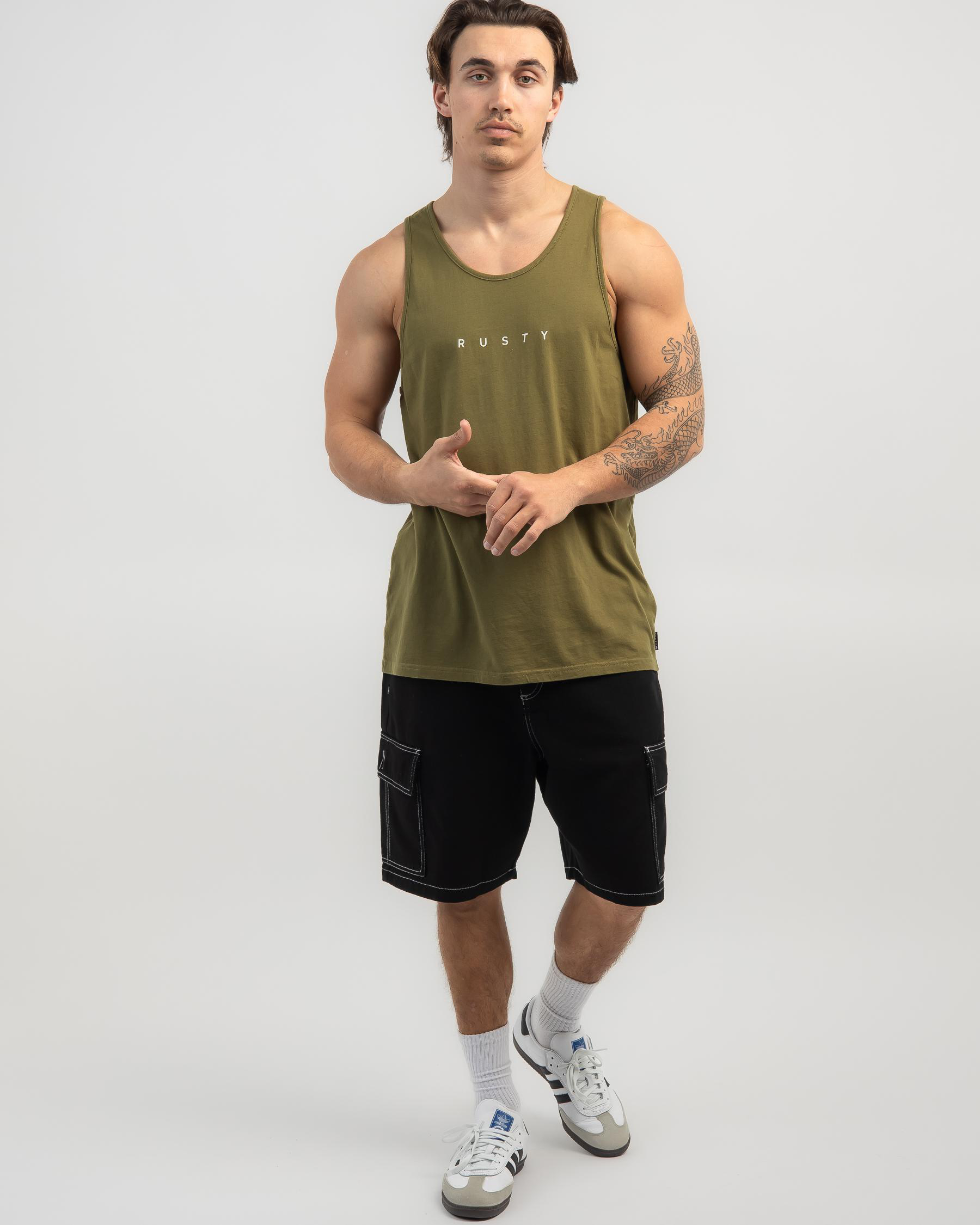 Rusty Short Cut Tank In Covert Green | City Beach Australia