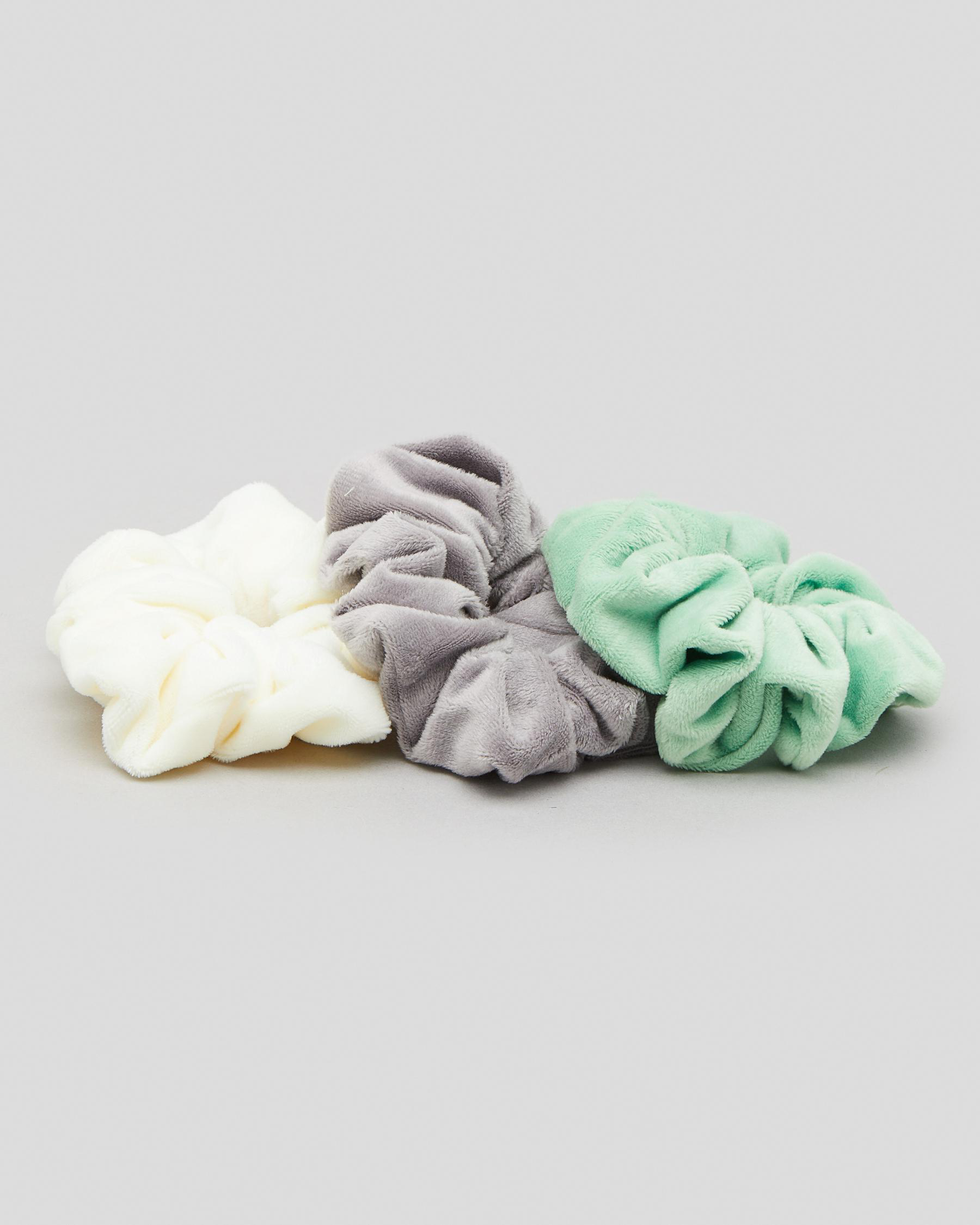 Shop Karyn In LA Velvet Scrunchie Pack In Pistachio/alabaster/mushroom ...