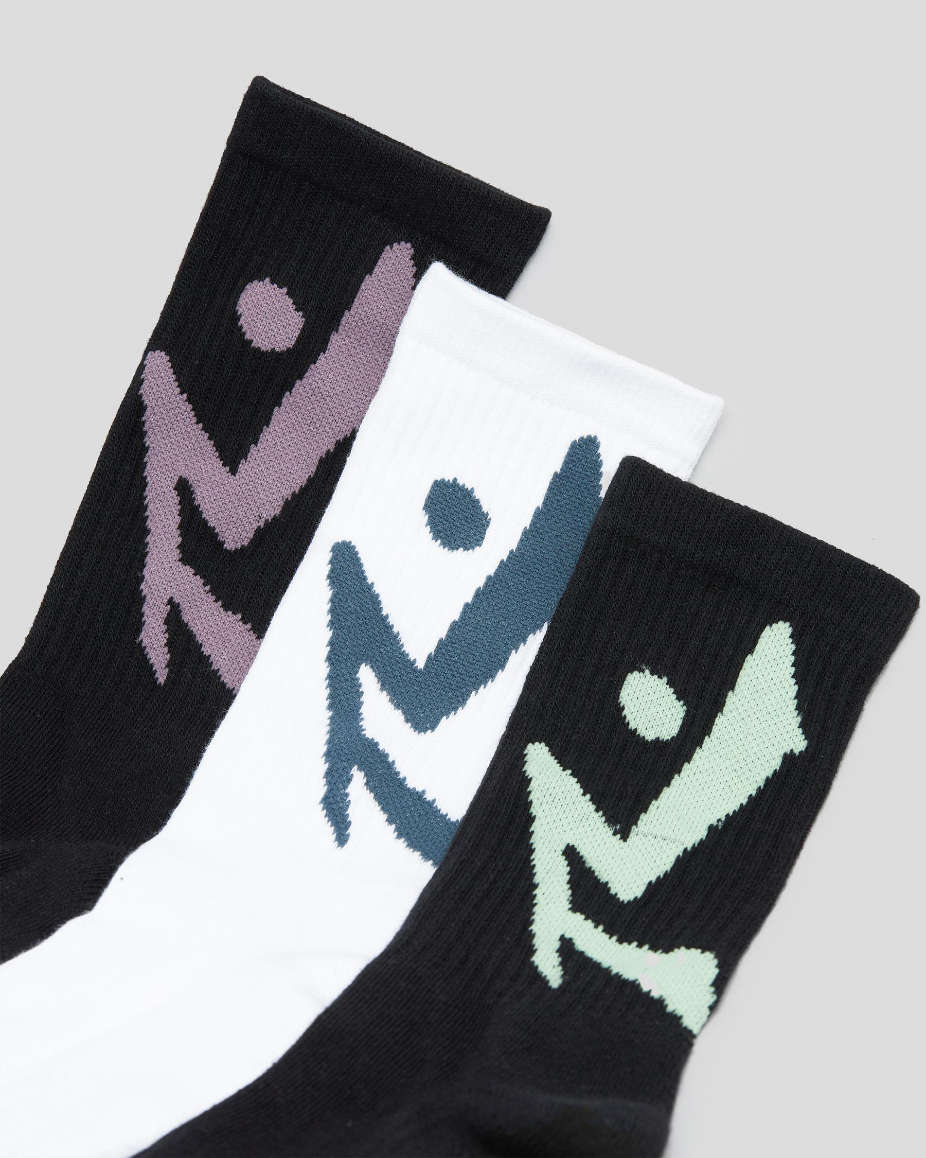 Rusty All Out Mid Calf Socks 3 Pack In Multi - FREE* Shipping & Easy ...