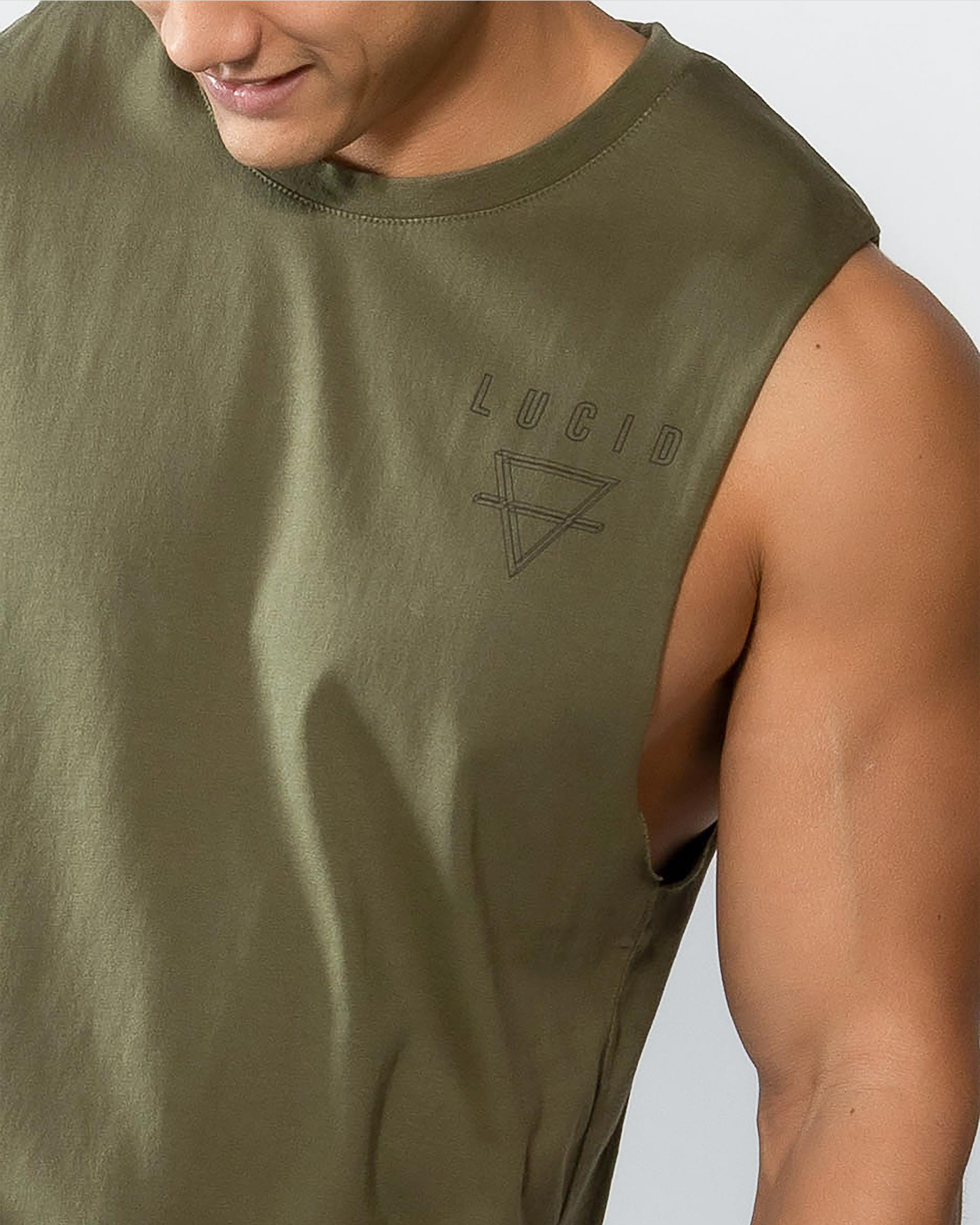 Shop Lucid Enclose Muscle Tank In Olive Acid - Fast Shipping & Easy ...