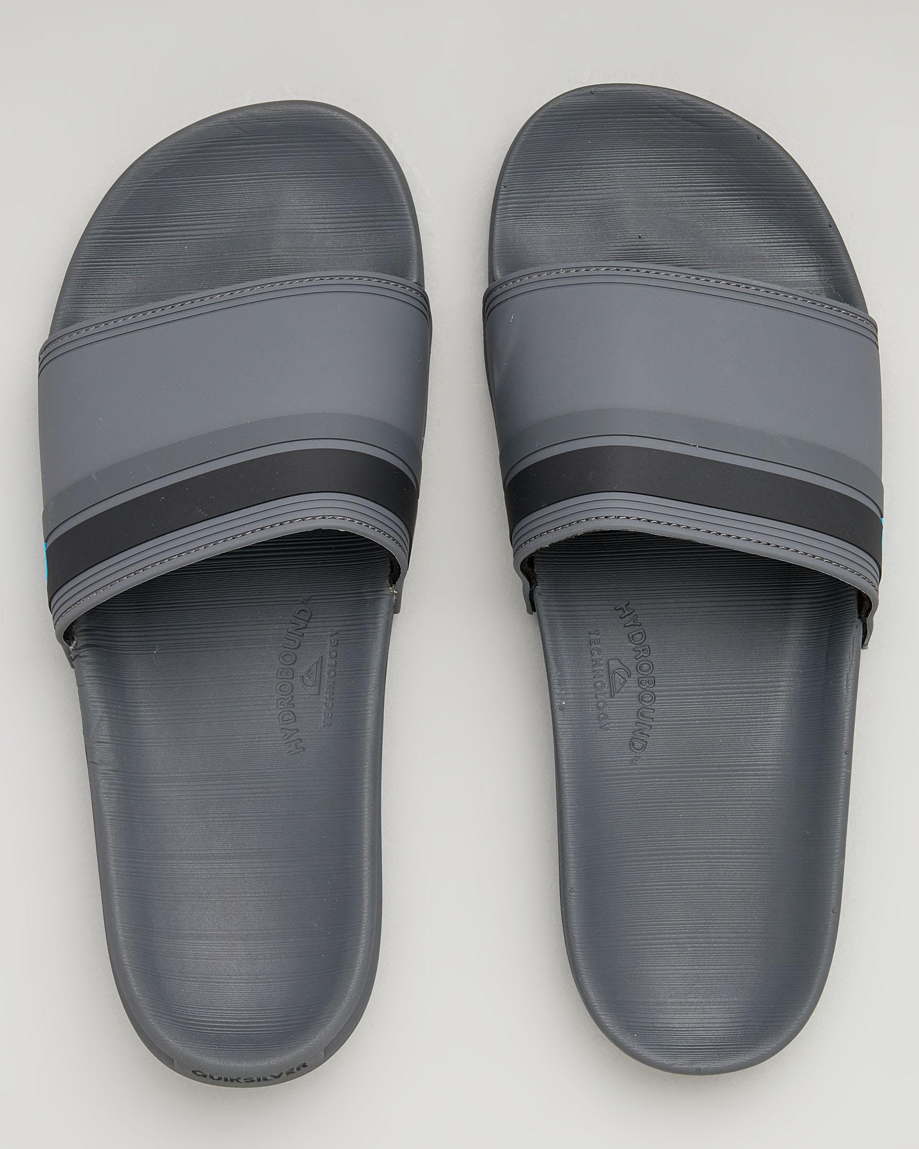 Shop Quiksilver Rivi Slides In Grey/black/blue - Fast Shipping & Easy ...