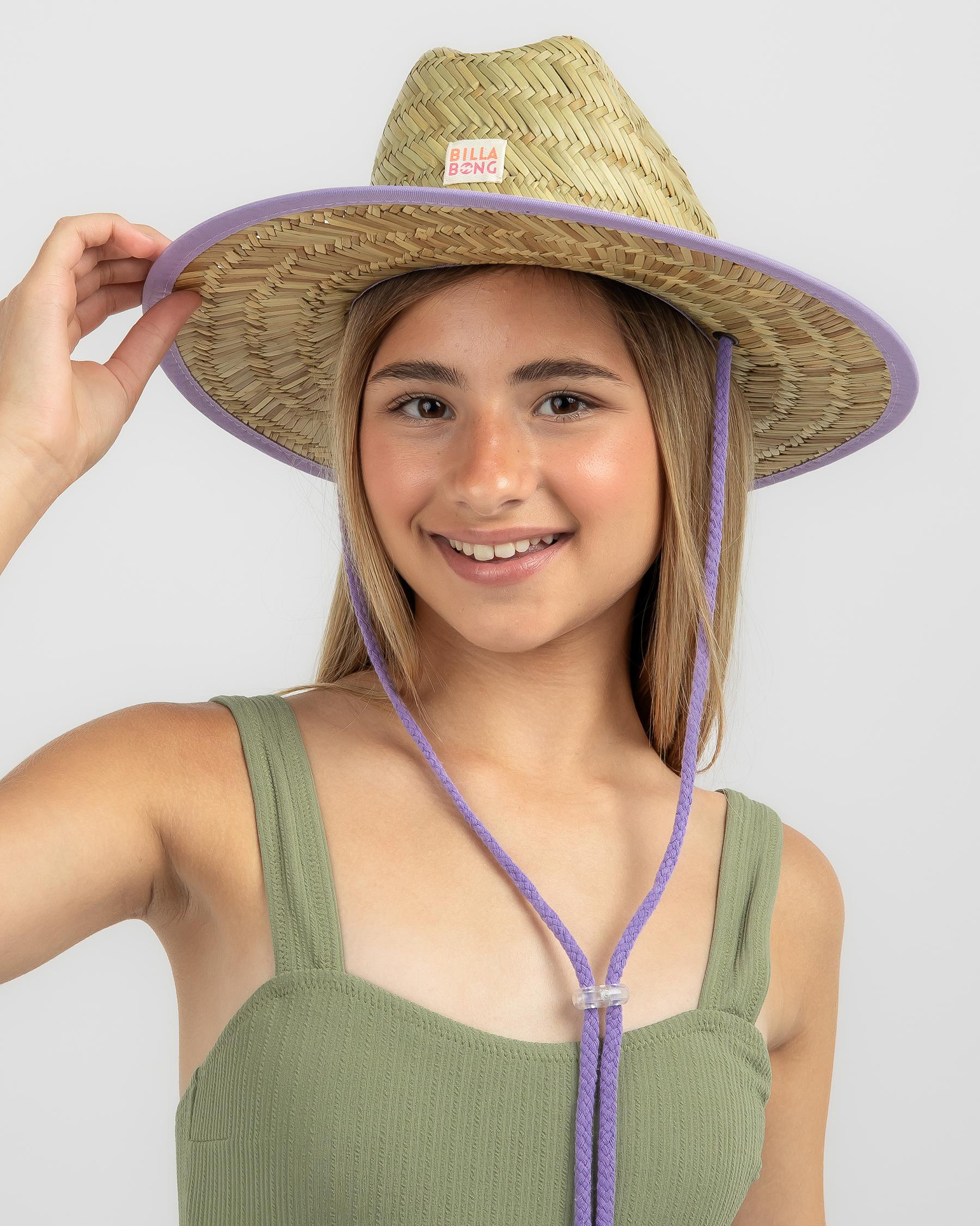 Shop Billabong Girls' Beach Dayz Panama Hat In Lilac Breeze - Fast ...
