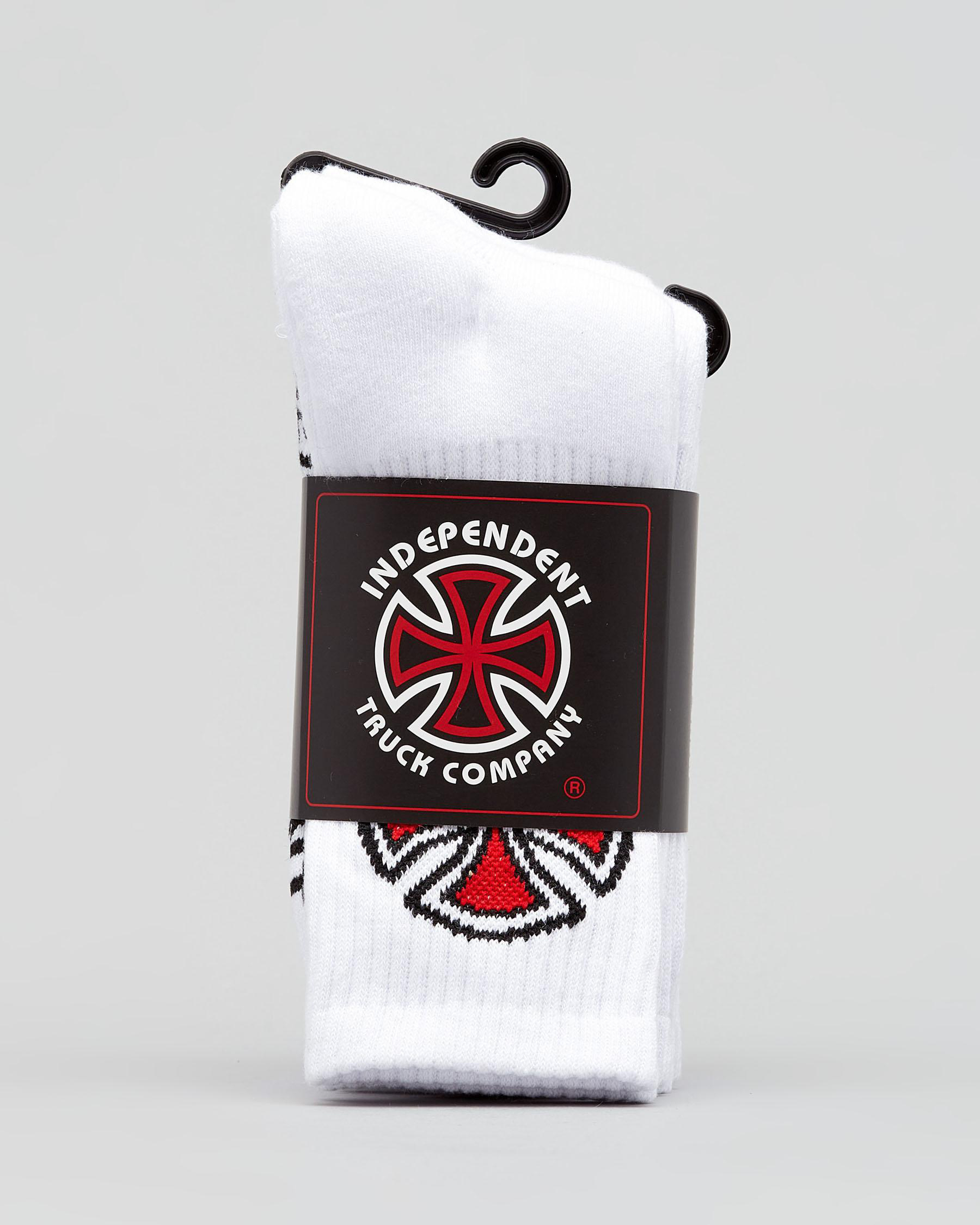 Shop Independent Og Cross Socks 4 Pack In White - Fast Shipping & Easy ...