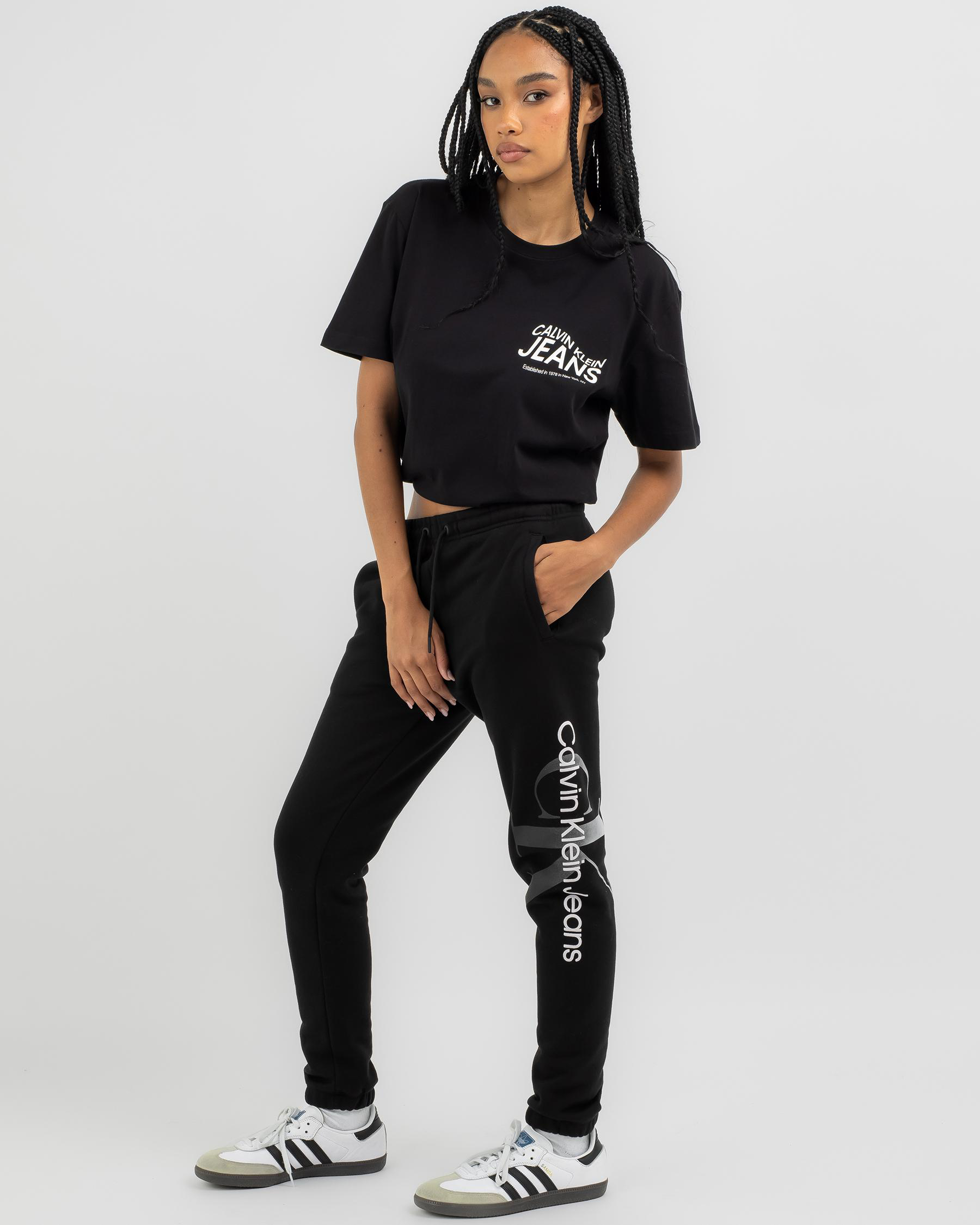 Shop Calvin Klein Gradient Monologo Track Pants In Ck Black - Fast ...