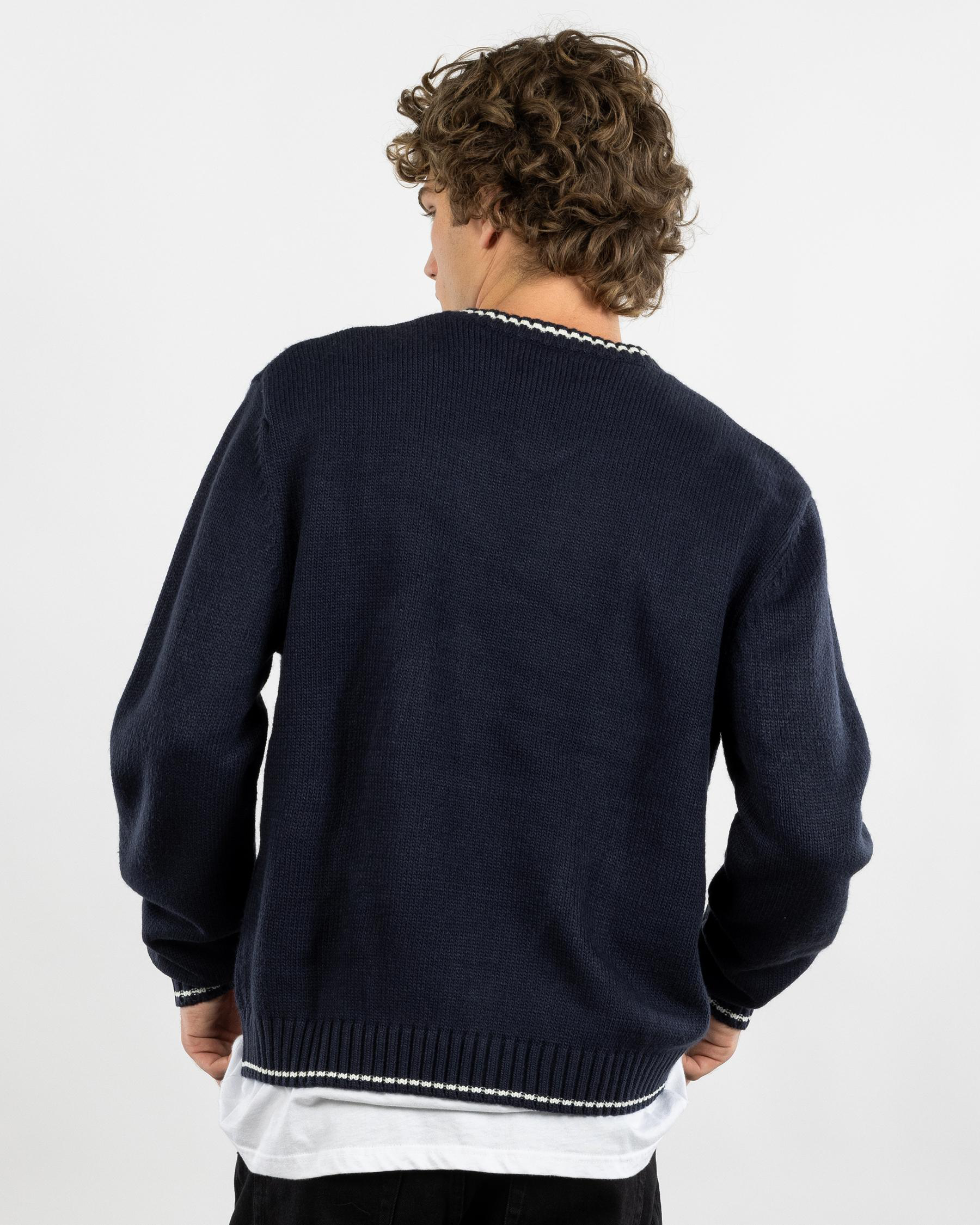 Rusty Venom Vee Neck Knitted Crew Jumper In Navy Blue - FREE* Shipping ...