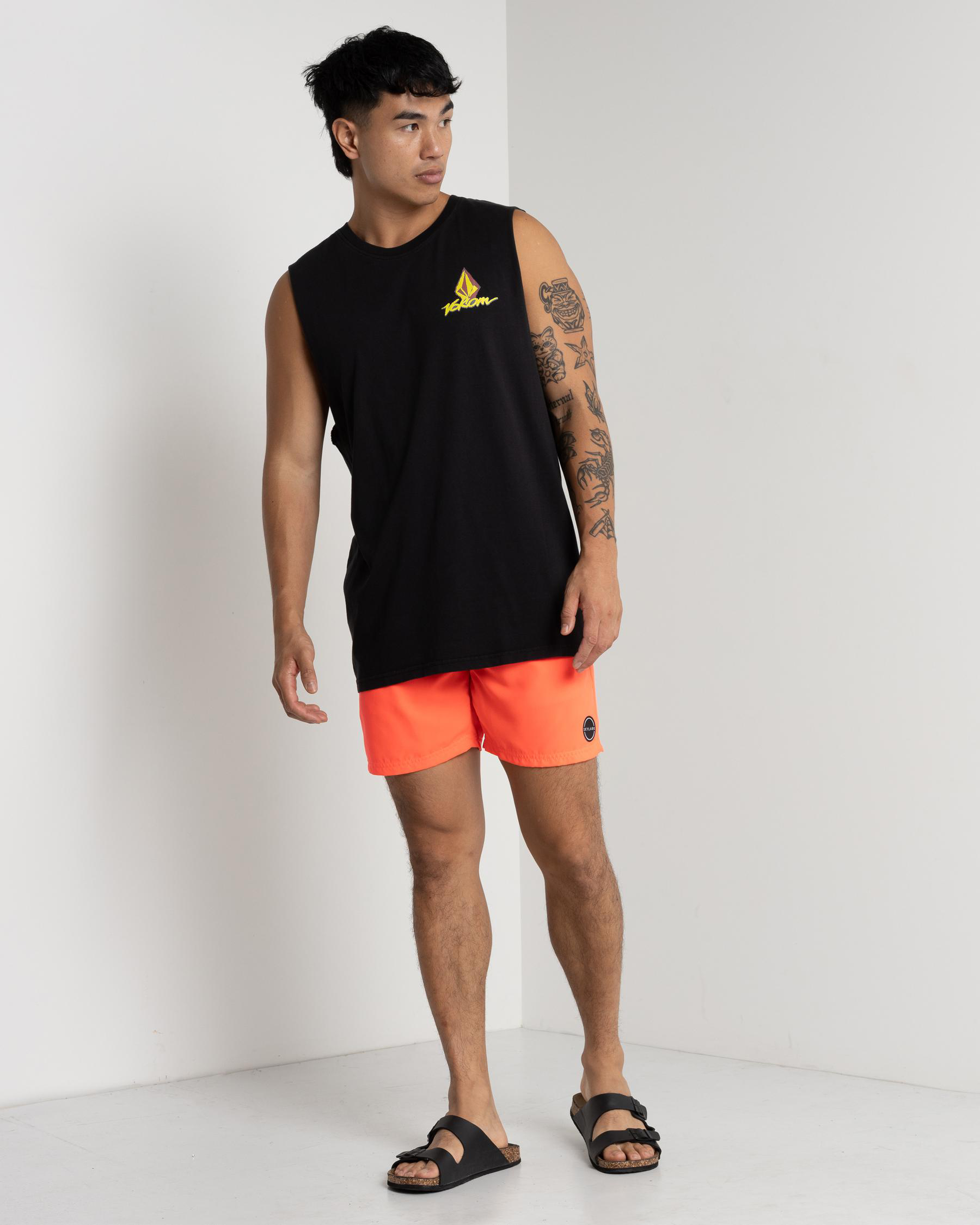 Shop Volcom Frothy Postcard Muscle Tank In Black - Fast Shipping & Easy ...