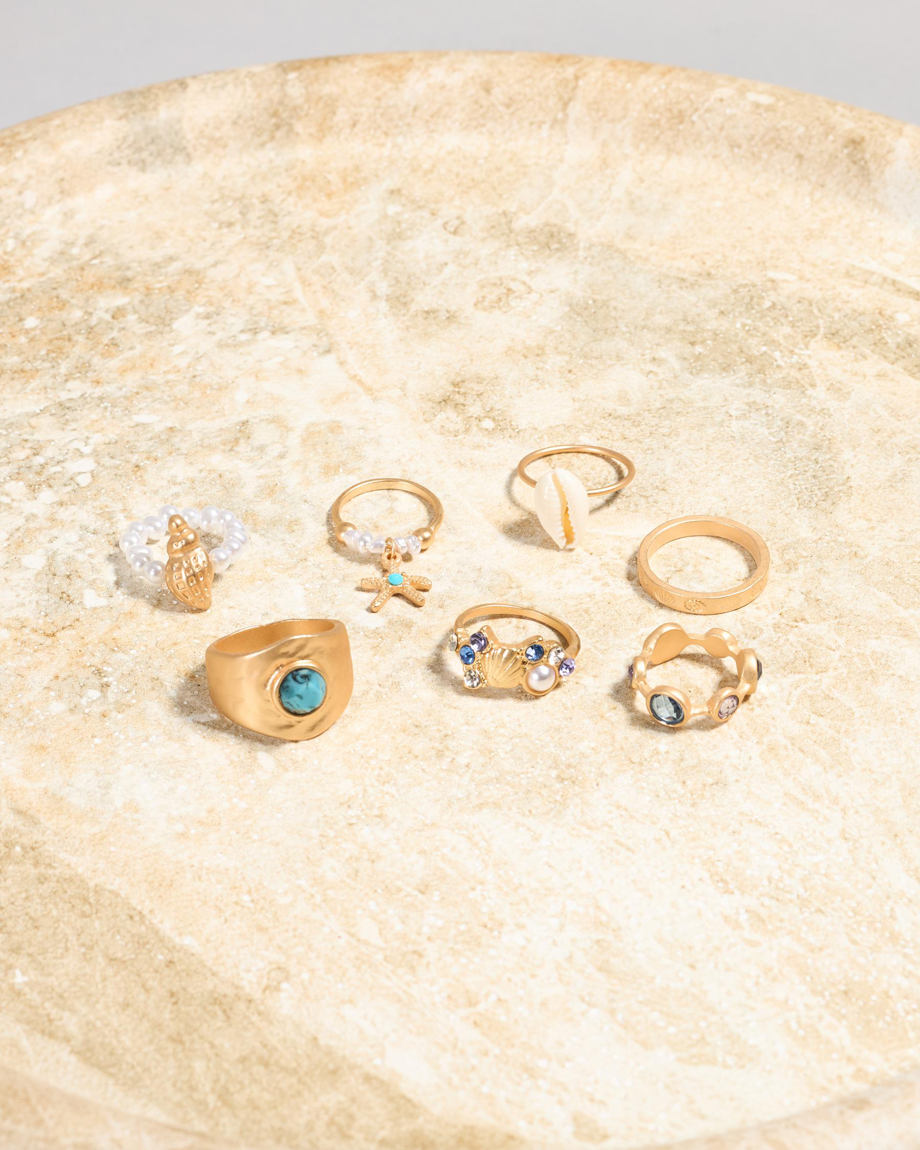 Shop Karyn In LA Island Cove Ring Pack In Matte Gold/ Turquose - Fast Shipping & Easy Returns ...
