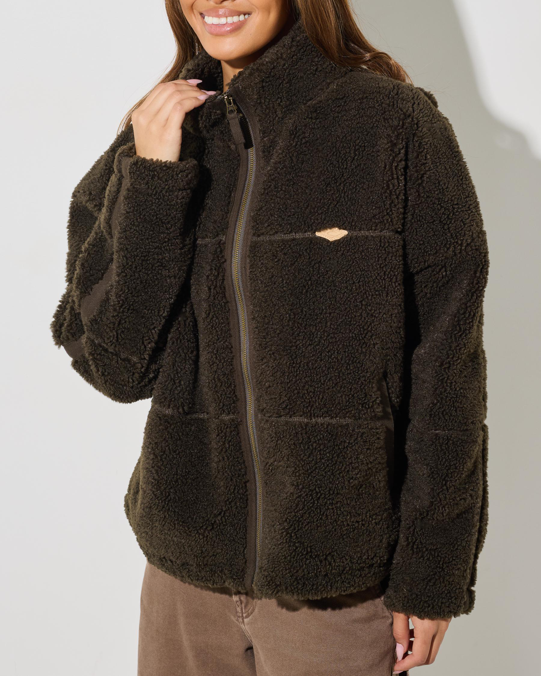 Shop Rip Curl Cala Nights Jacket In Black Olive - Fast Shipping & Easy ...