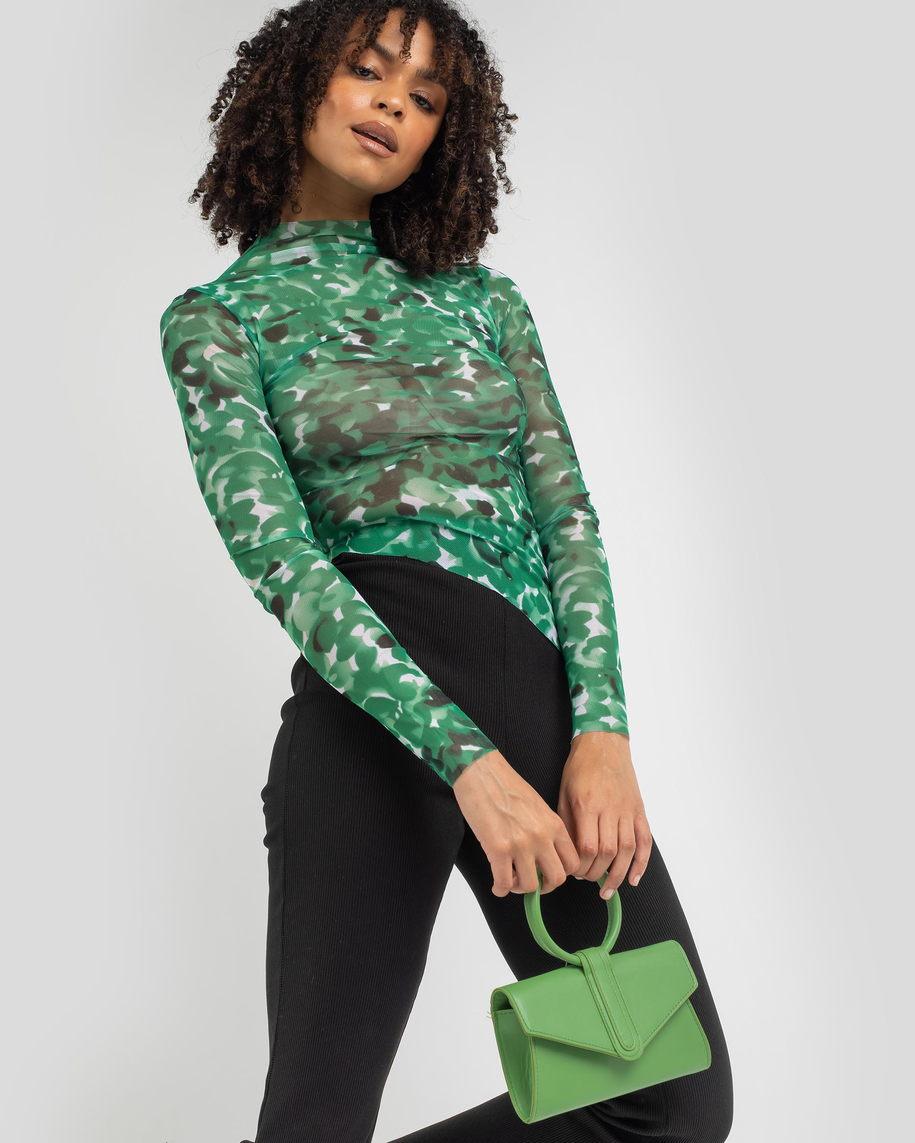 Shop 8 Birdies Give Me Space Mesh Top In Green - Fast Shipping & Easy ...